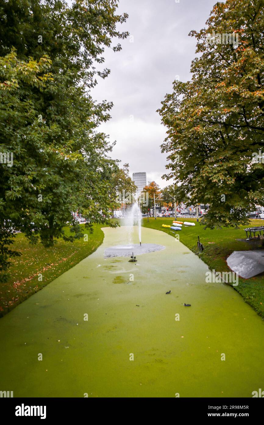 Street view and park areas in Rotterdam. Rotterdam is the second ...