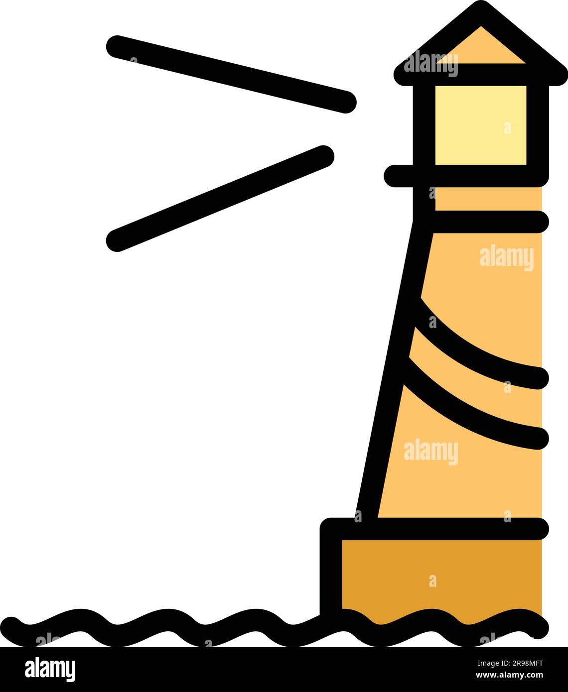 Lighthouse icon outline vector. Sea light beacon. Marine house tower ...