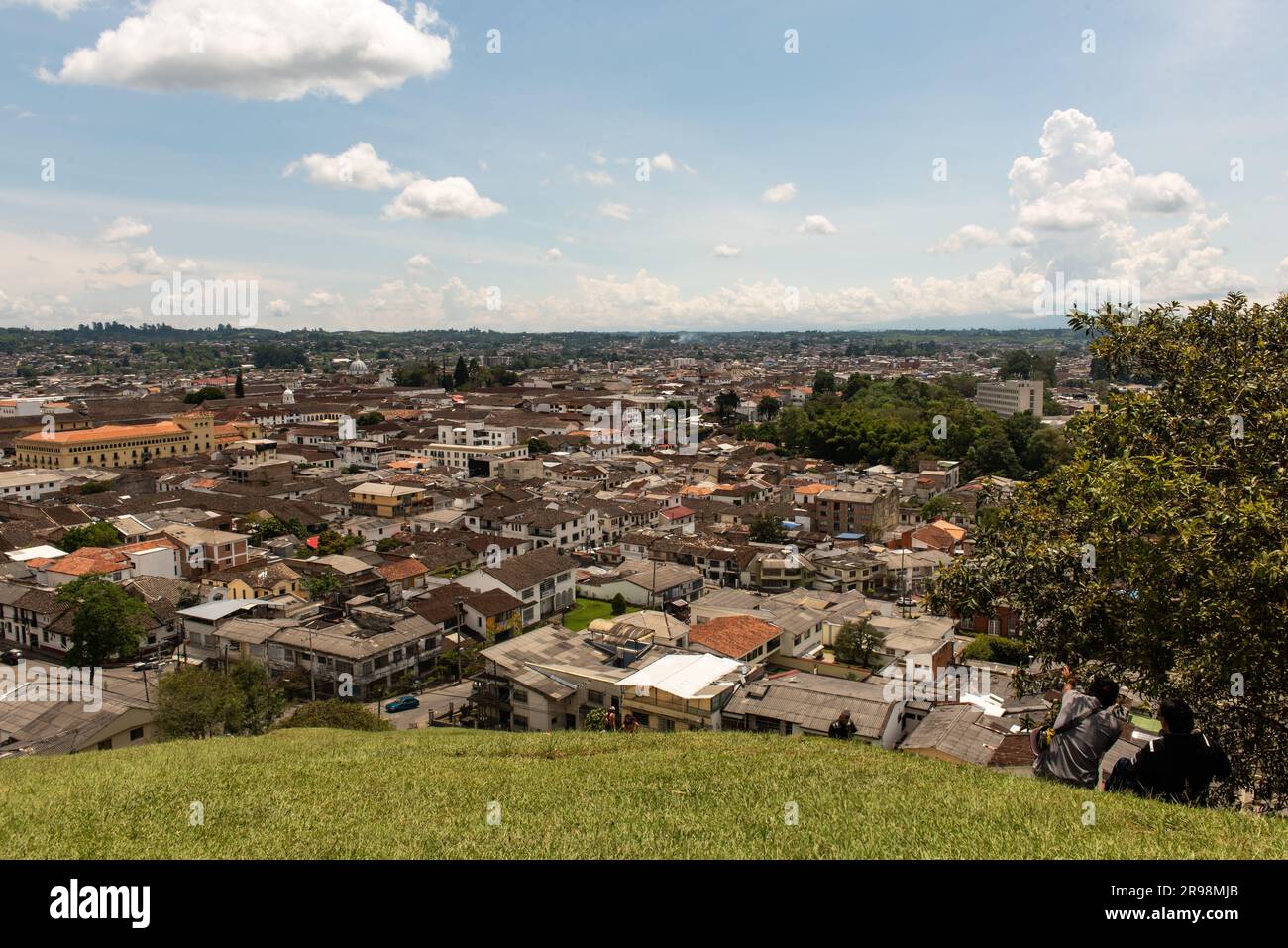 A scenic vista of a bustling cityscape from an elevated vantage point ...