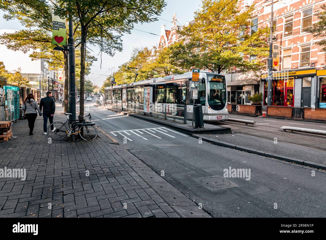 Rotterdam, Netherlands - October 8, 2021: Modern light rail city tram ...