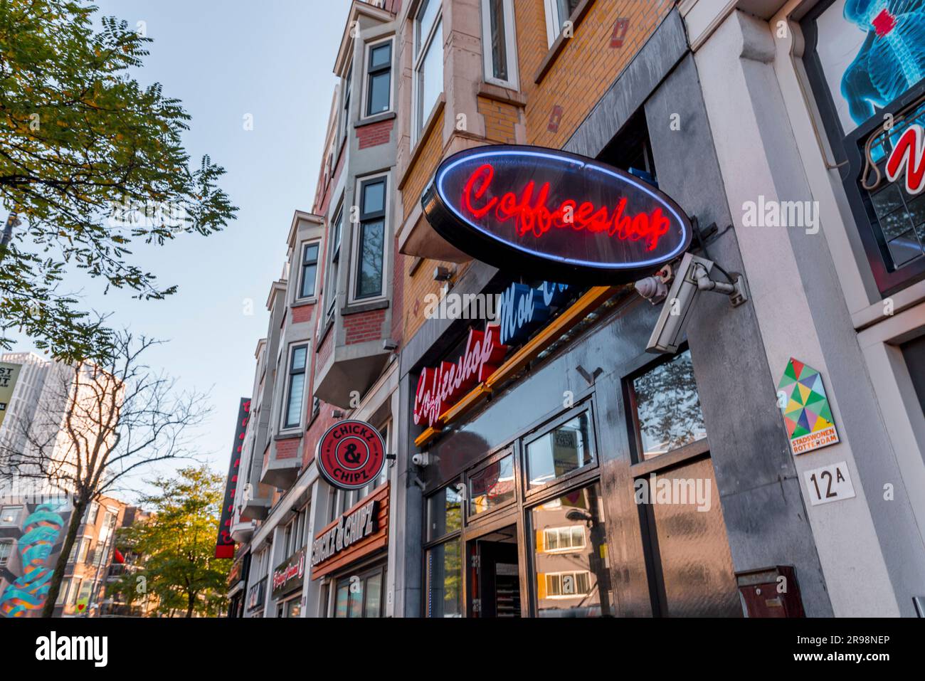 Rotterdam, the Netherlands - October 8, 2021: Exterior and sign board ...