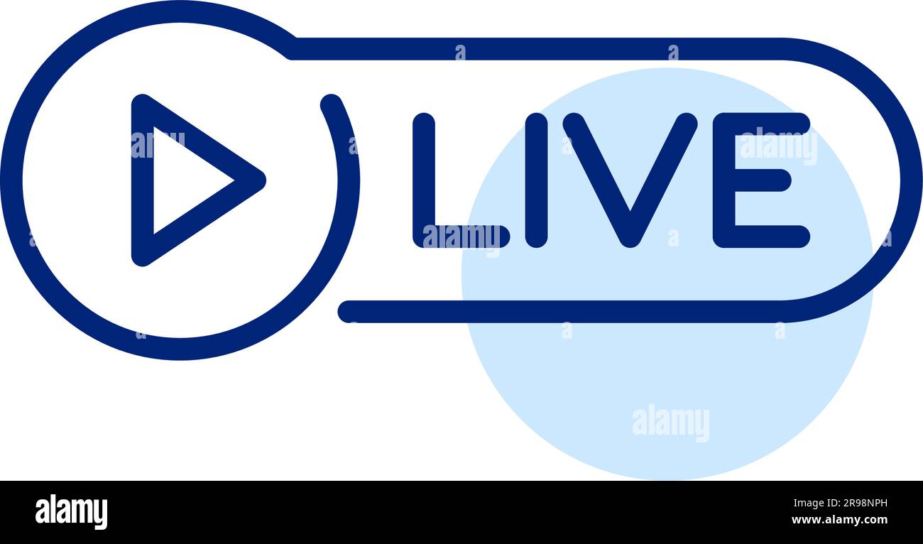 Live streaming play button. Broadcasting, music, or online video. Pixel ...