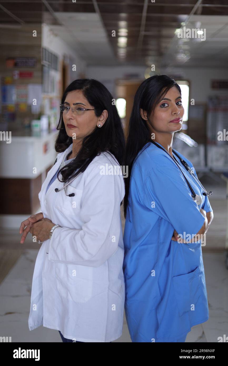 Portrait of Happy Indian Medical Team Standing In Hospital Corridor ...