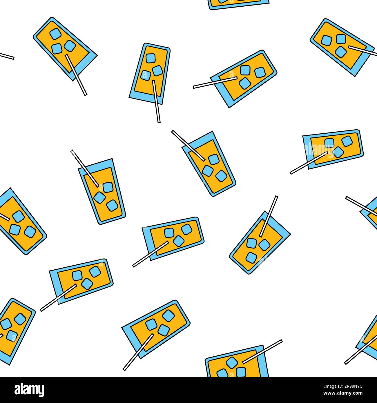 Seamless pattern of simple abstract alcoholic cocktails with ice juice ...