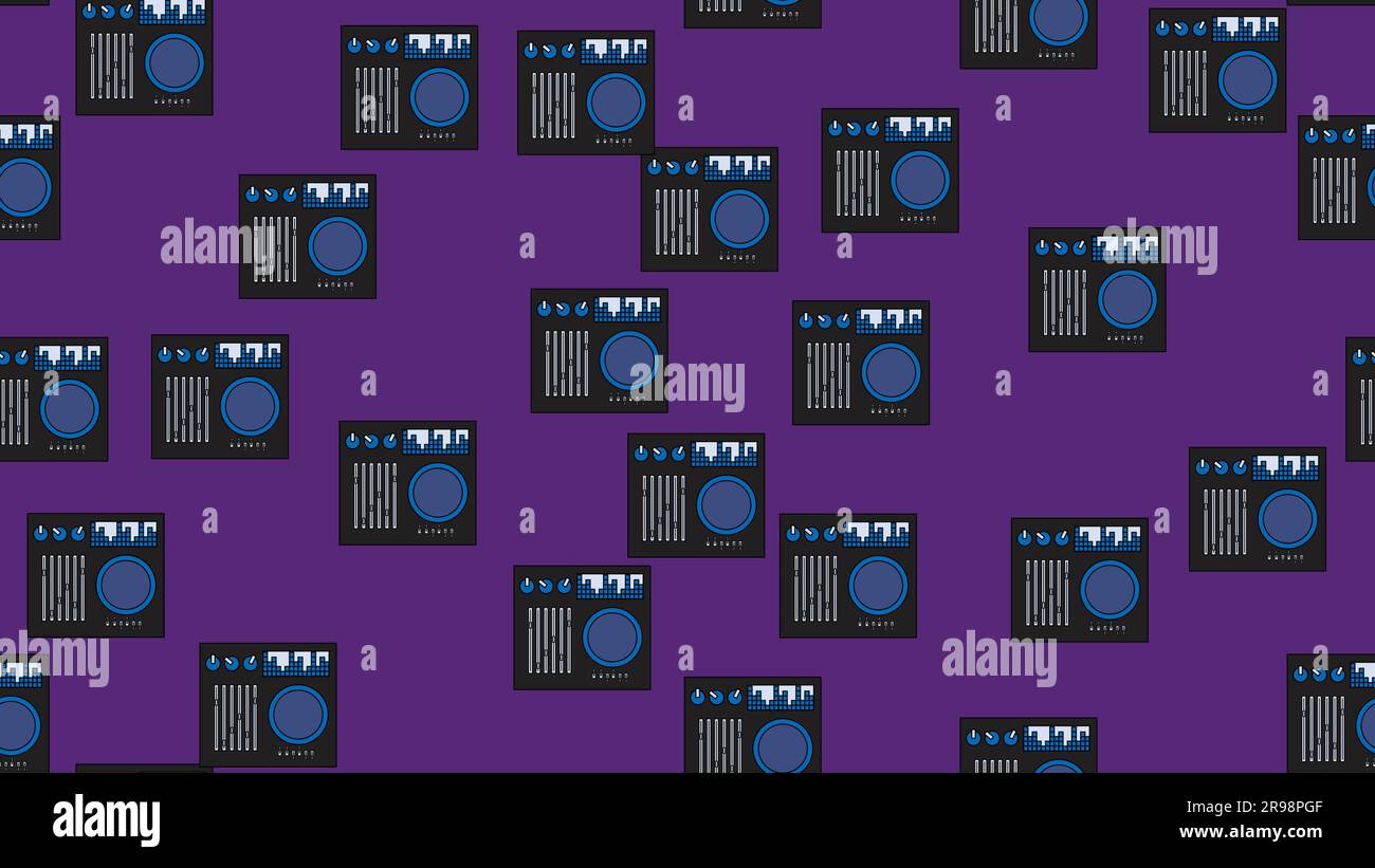 Seamless pattern endless with music audio dj consoles with vinyl old ...