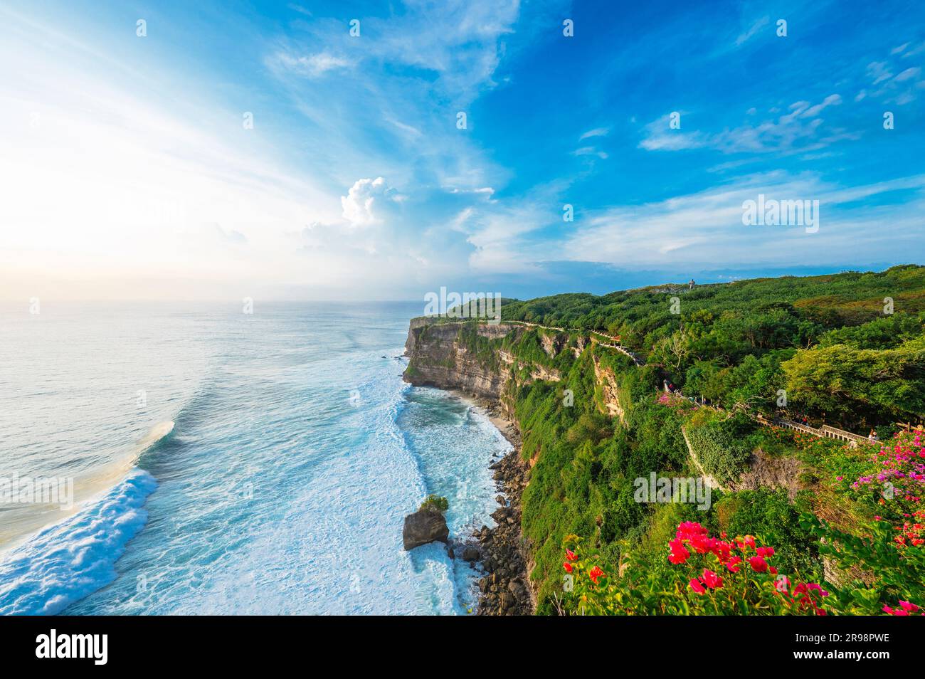 Majestic aerial view of the beautiful Indian Ocean from Uluwatu Temple ...
