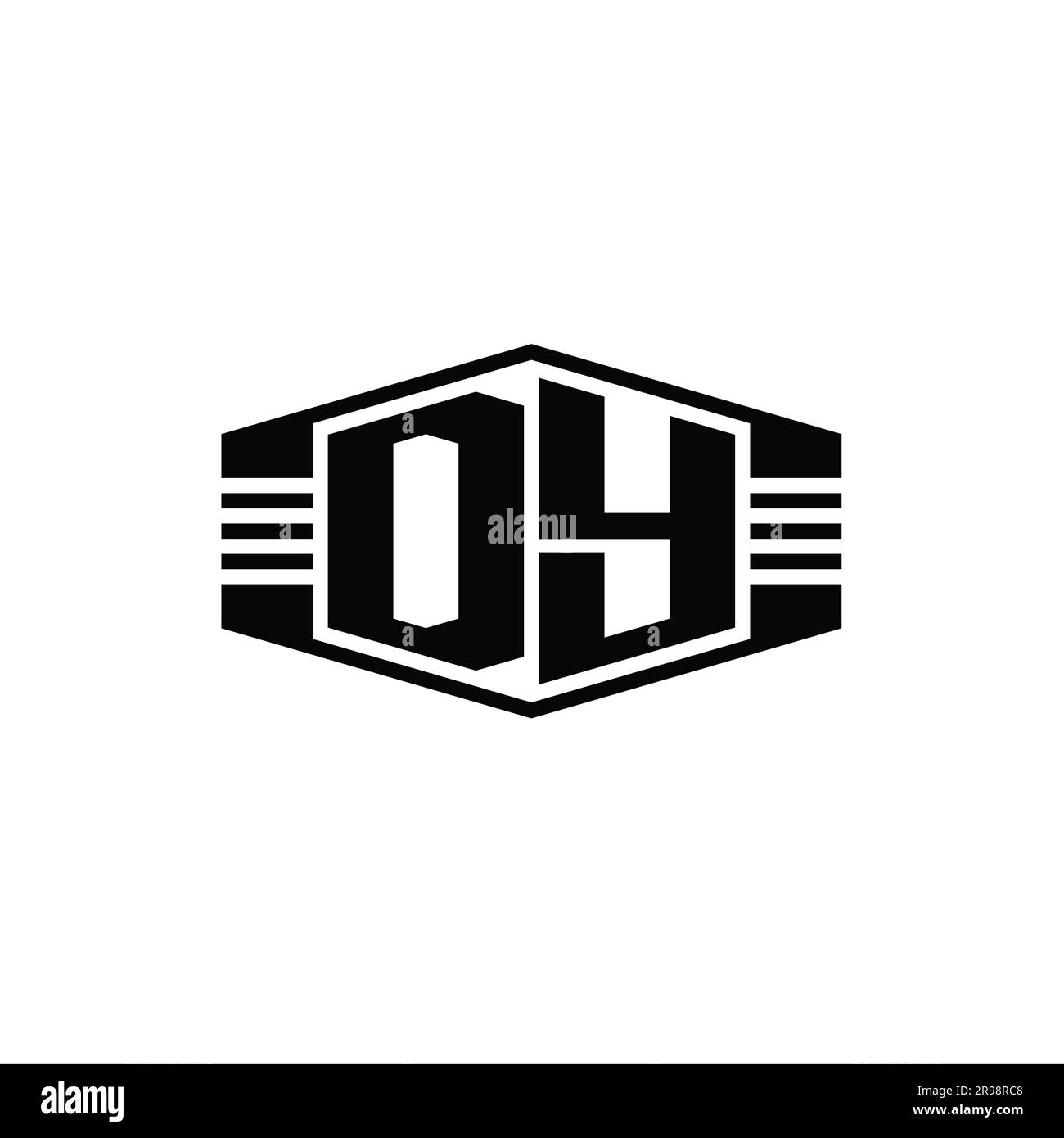 DY Letter Logo monogram hexagon emblem shape with stripes outline style ...