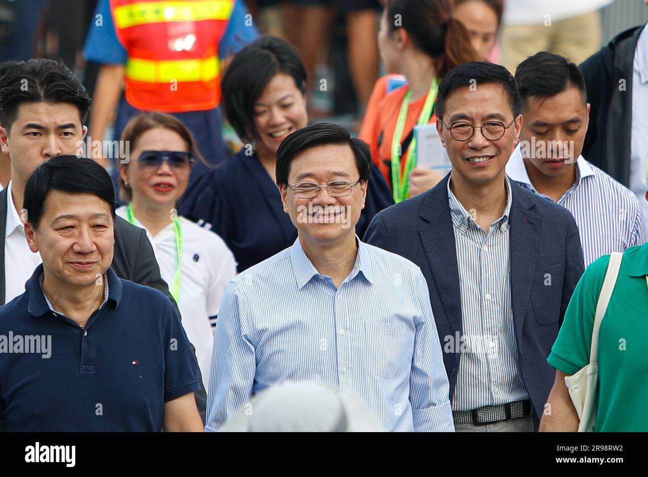 June 25, 2023, Hong Kong, Hong Kong, China: Chief Executive John Lee of Hong Kong SAR (centre ...