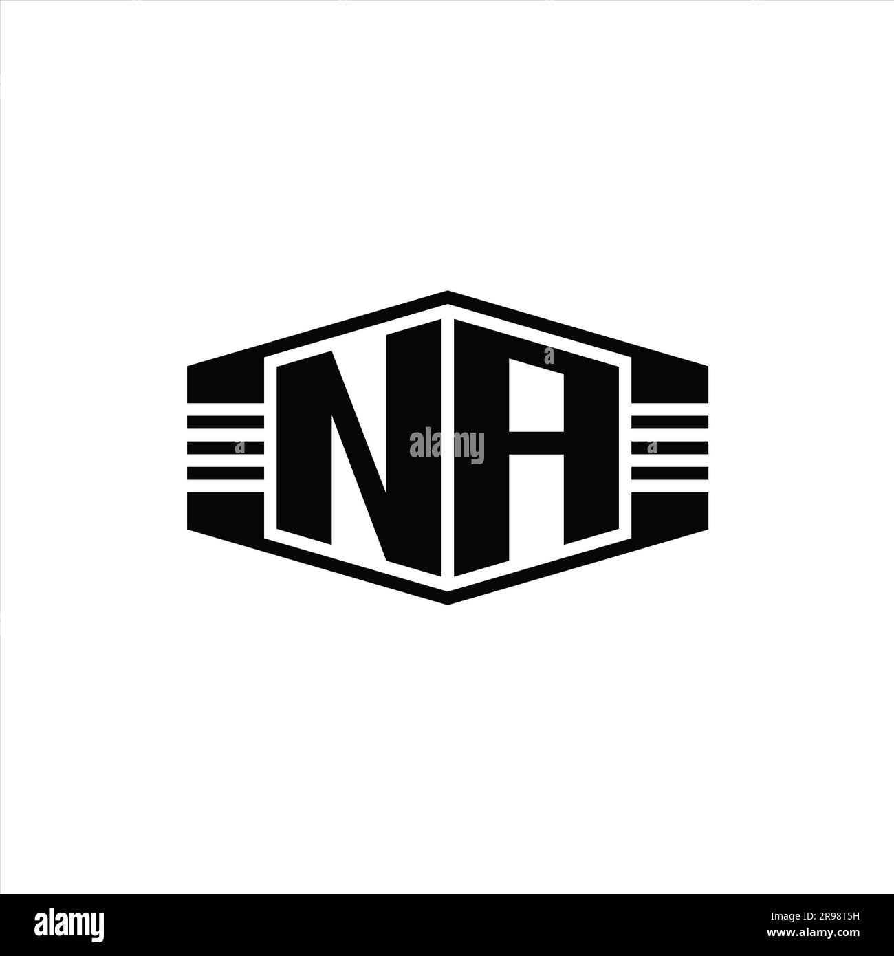 NA Letter Logo monogram hexagon emblem shape with stripes outline style ...
