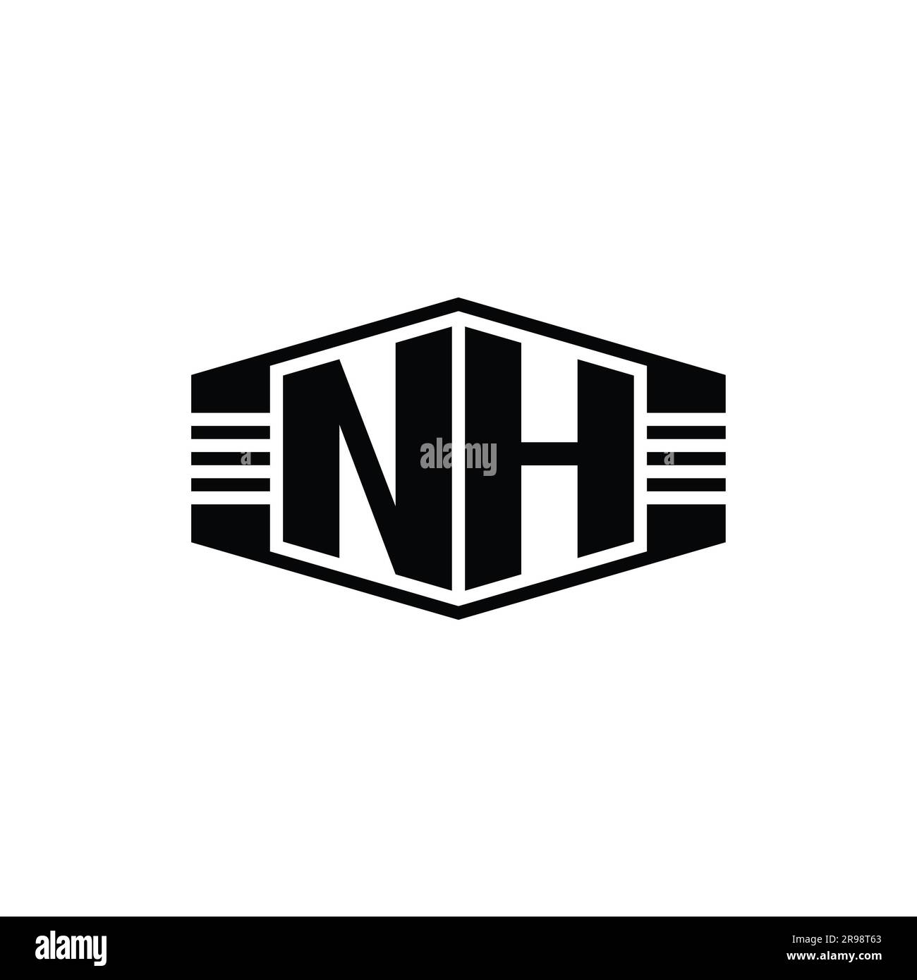 NH Letter Logo monogram hexagon emblem shape with stripes outline style ... NH Letter Logo monogram hexagon emblem shape with stripes outline style ...