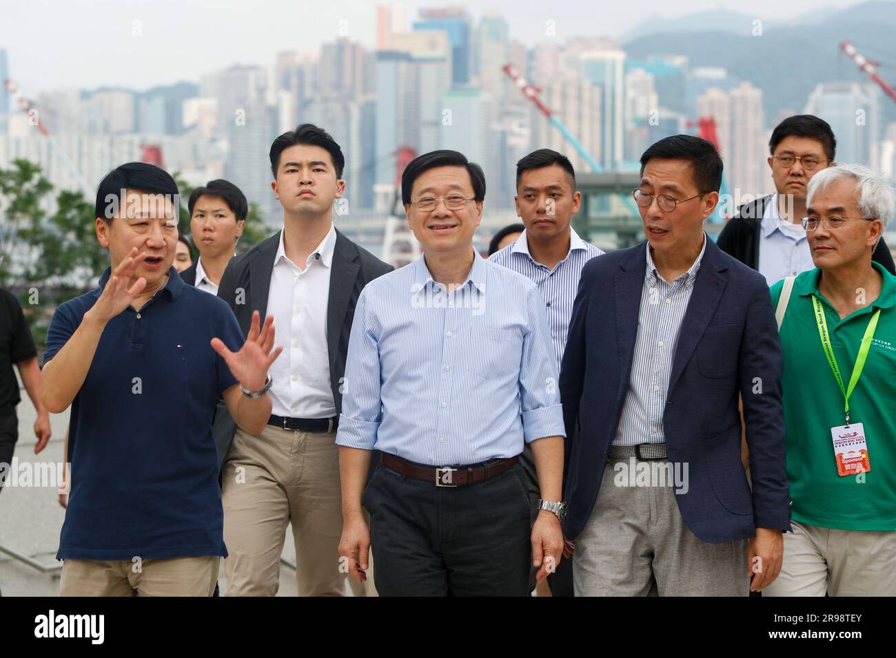 June 25, 2023, Hong Kong, Hong Kong, China: Chief Executive John Lee of Hong Kong SAR (centre ...