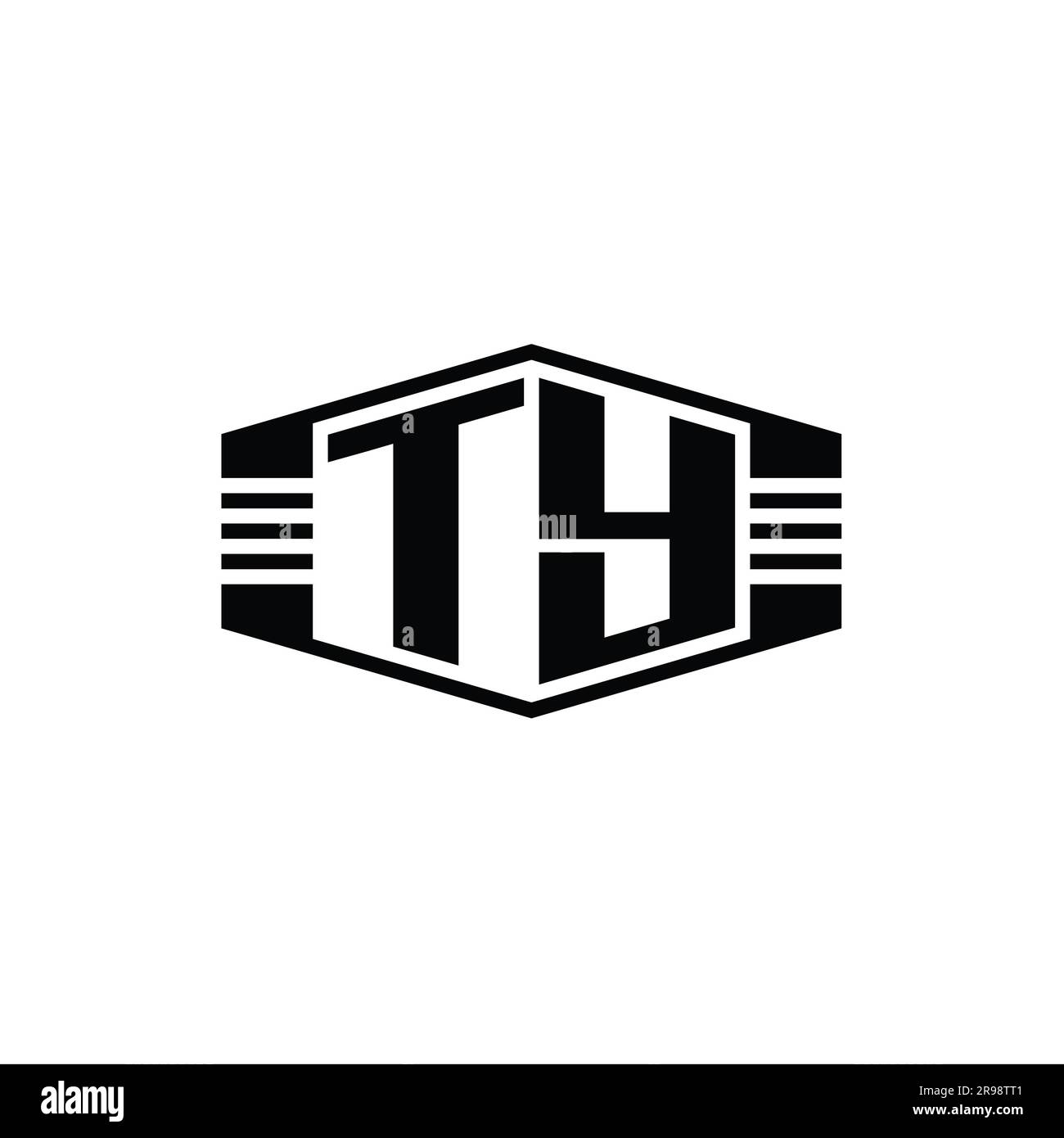 TY Letter Logo monogram hexagon emblem shape with stripes outline style ...