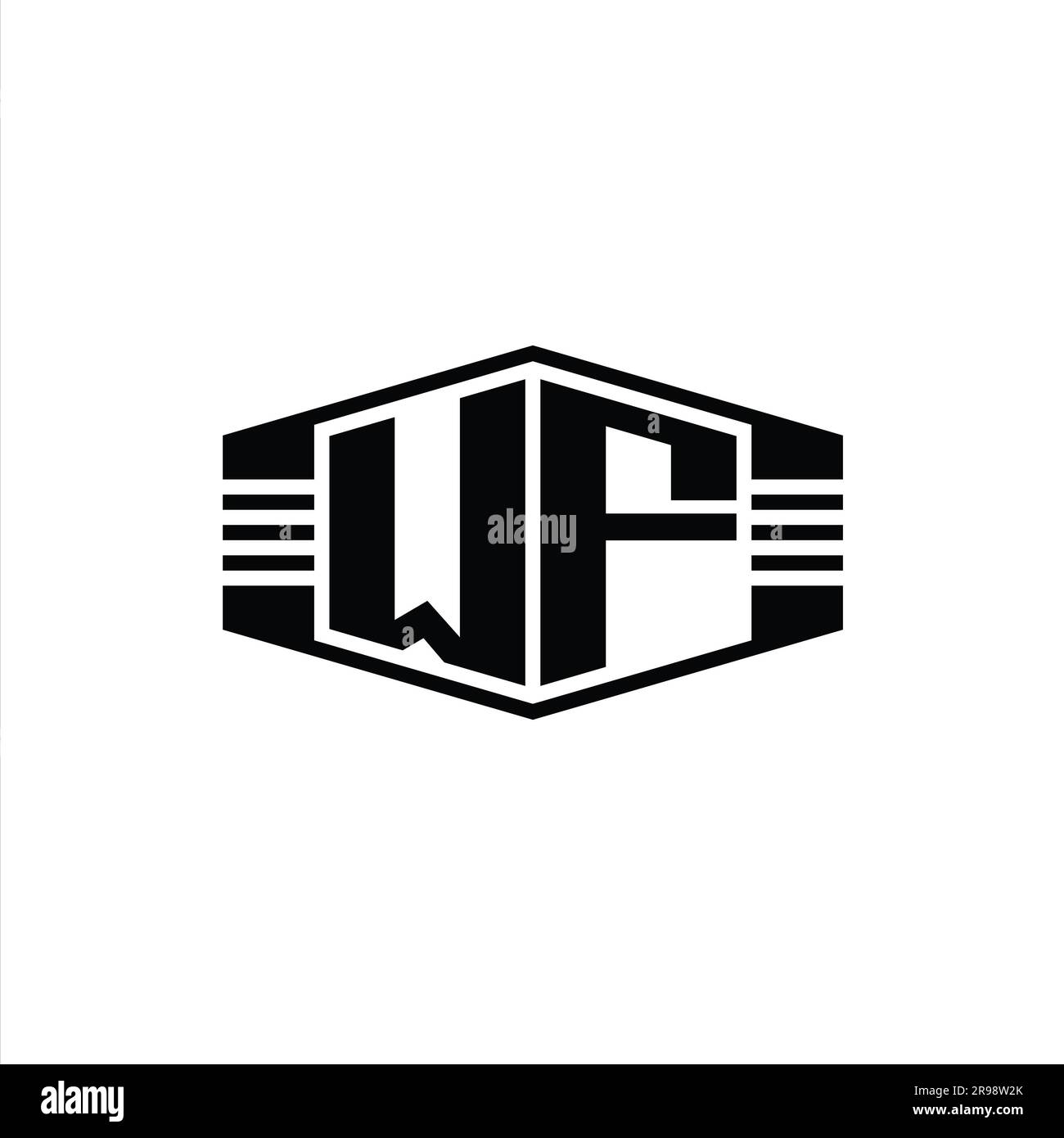 WF Letter Logo monogram hexagon emblem shape with stripes outline style ... WF Letter Logo monogram hexagon emblem shape with stripes outline style ...