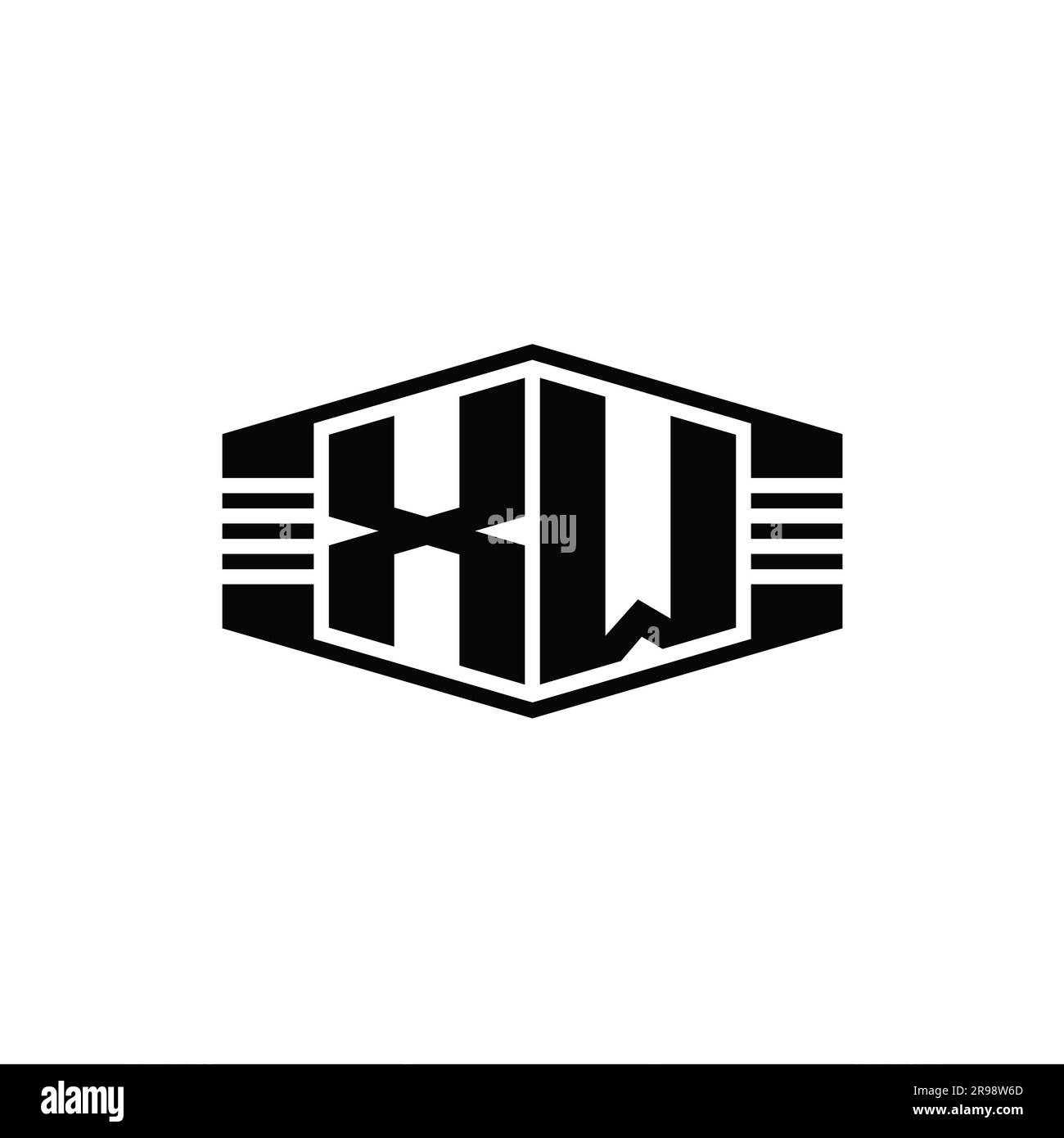 XW Letter Logo monogram hexagon emblem shape with stripes outline style ... XW Letter Logo monogram hexagon emblem shape with stripes outline style ...