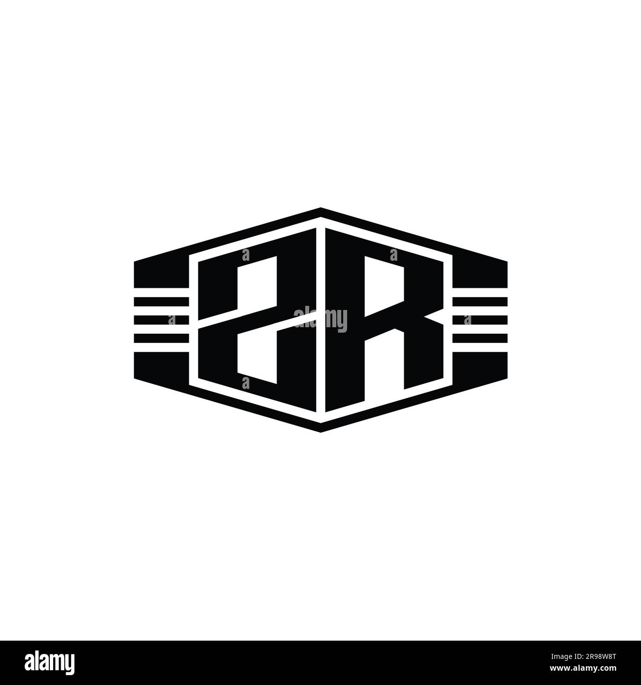 ZR Letter Logo monogram hexagon emblem shape with stripes outline style ... ZR Letter Logo monogram hexagon emblem shape with stripes outline style ...