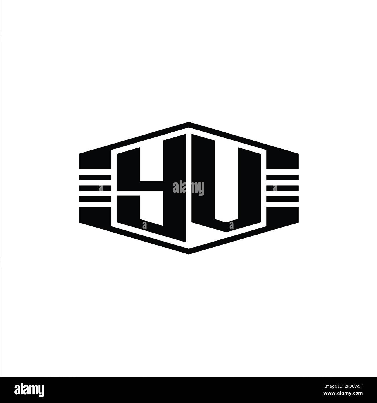 YV Letter Logo monogram hexagon emblem shape with stripes outline style ...