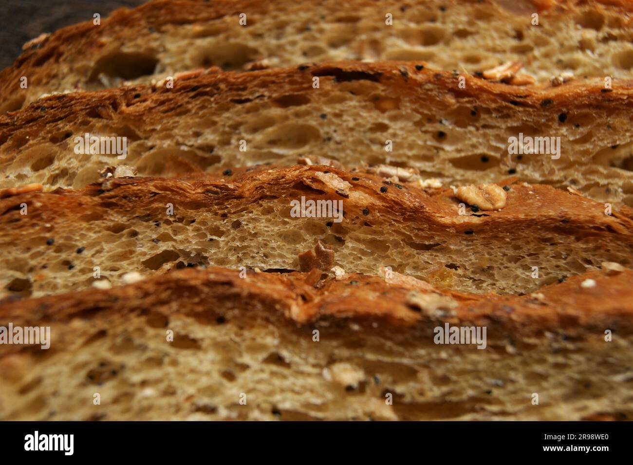 Close-up bread structure Fresh slices of bread. Bread structure Stock ...