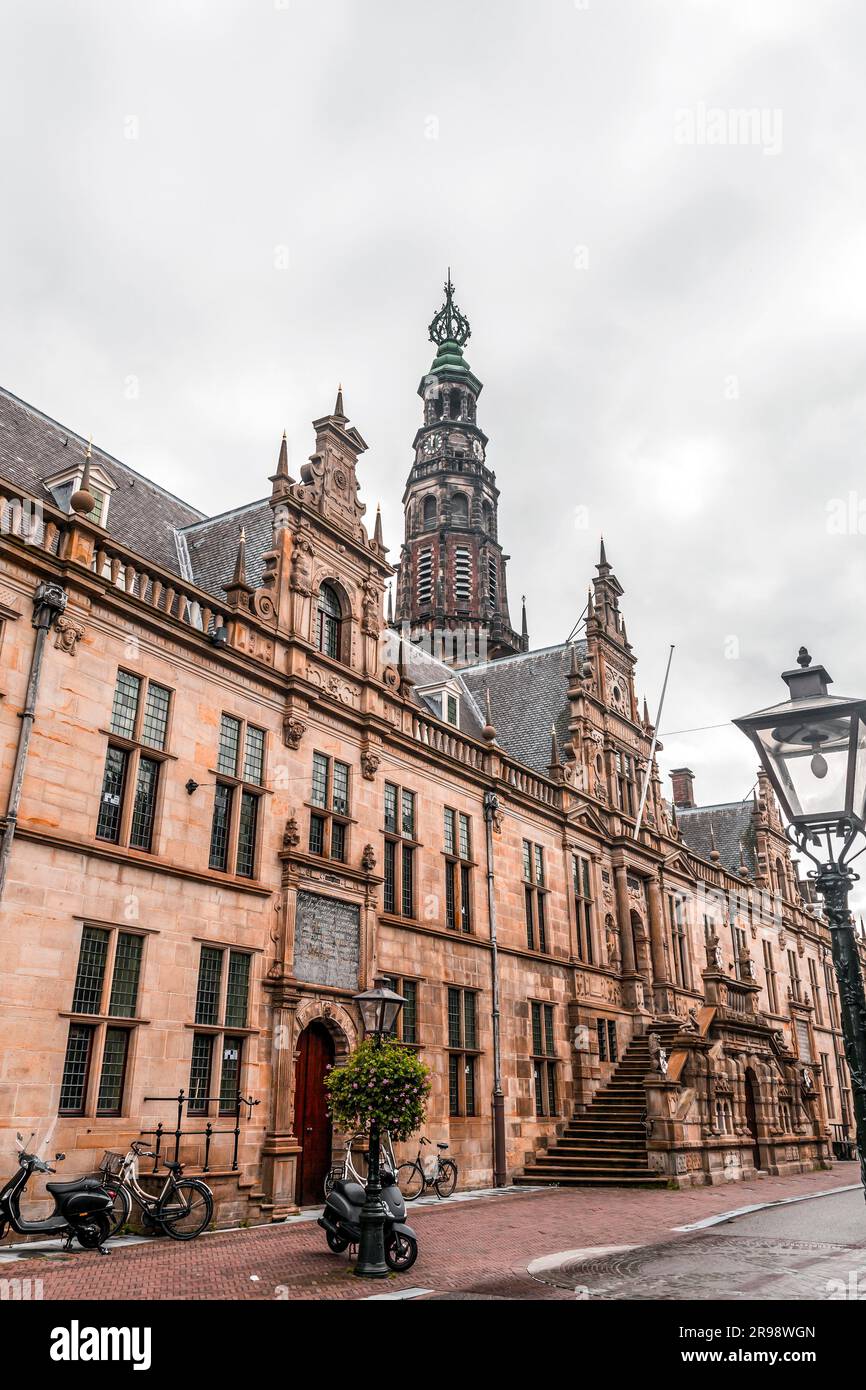 Front view of Leiden City Hall, built in renaissance style in 1597 ...