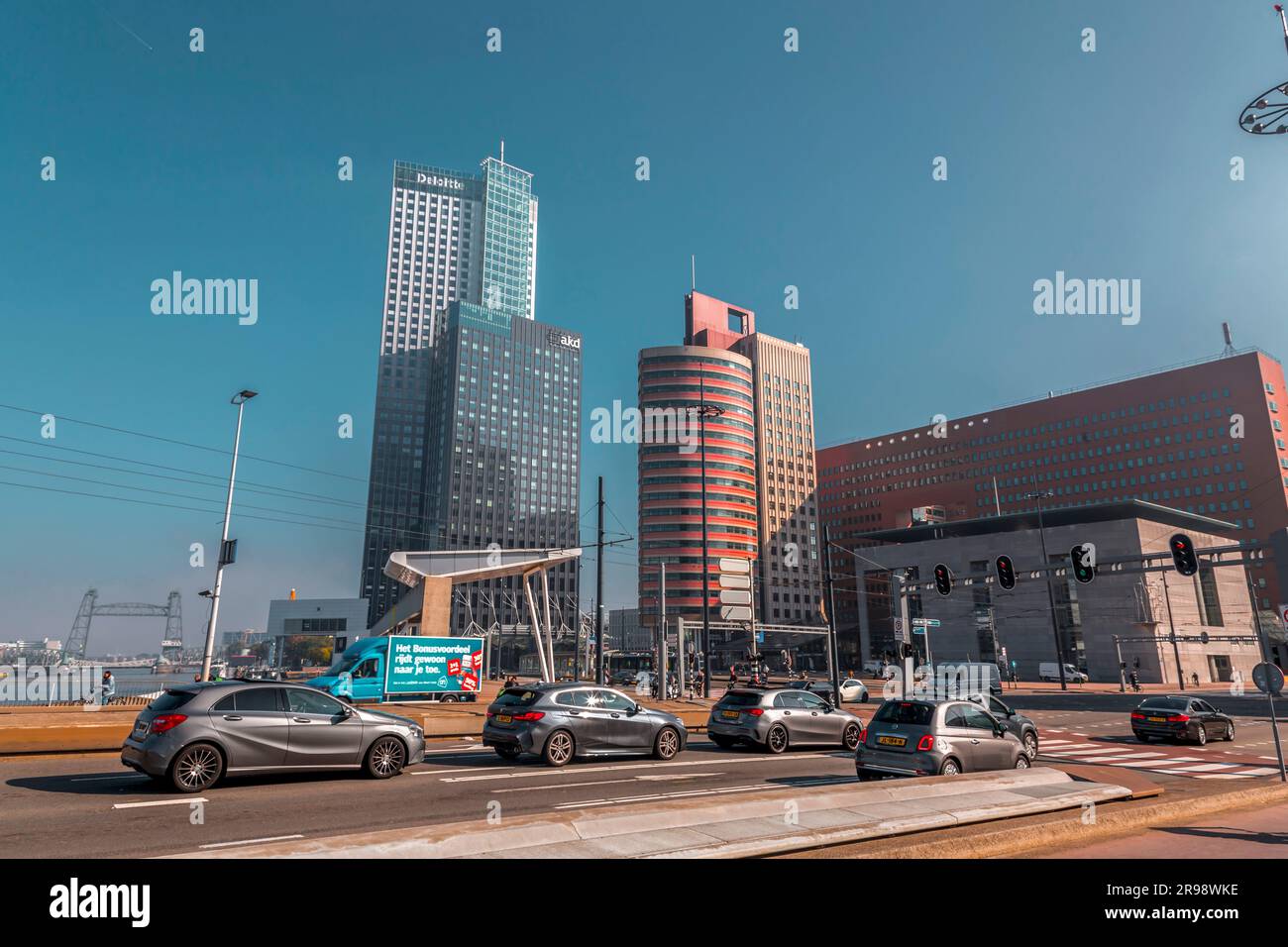 Rotterdam, Netherlands - October 8, 2021: View from Kop van Zuid, a ...
