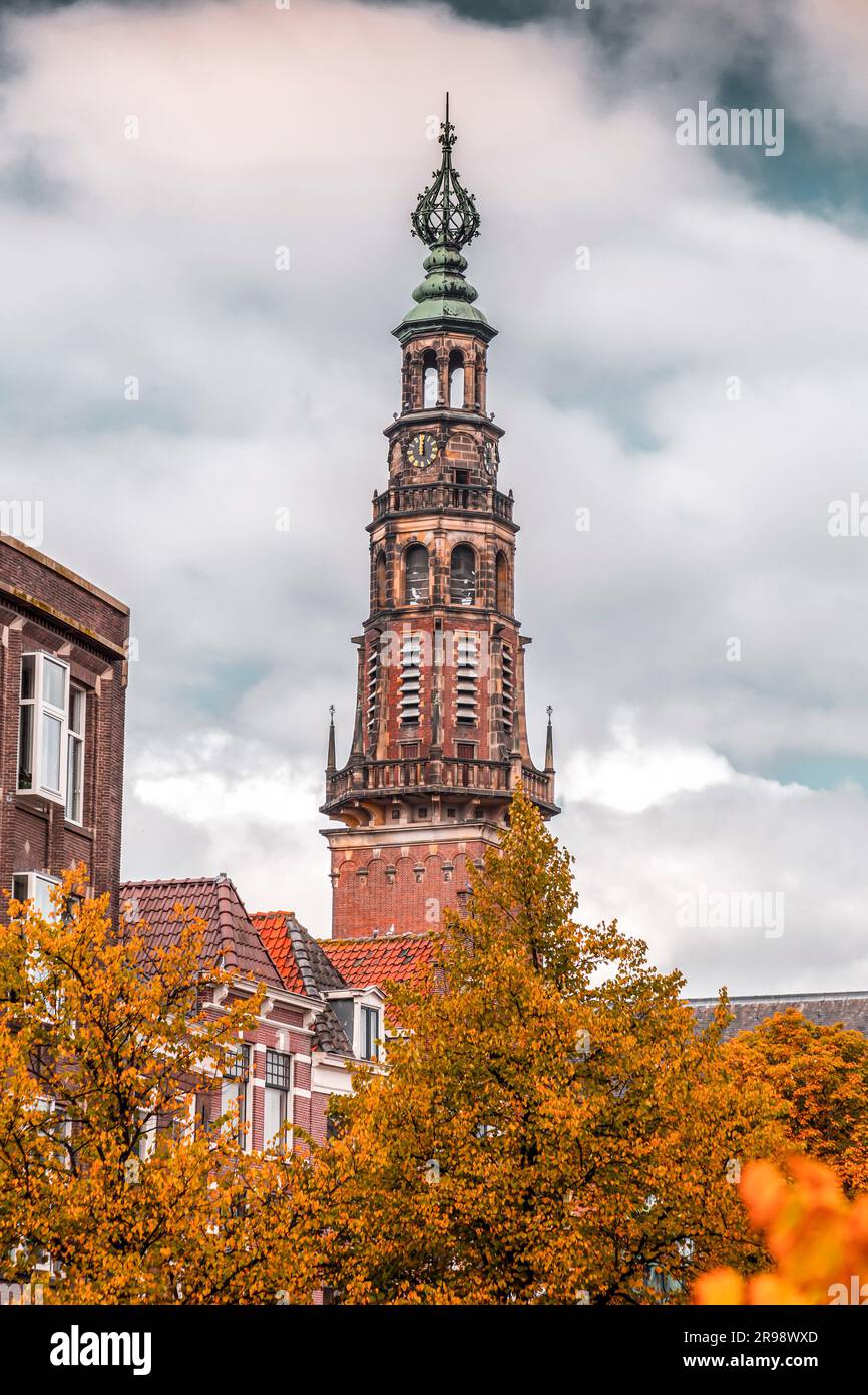 The tower of Leiden City Hall, built in renaissance style by Cornelis ...