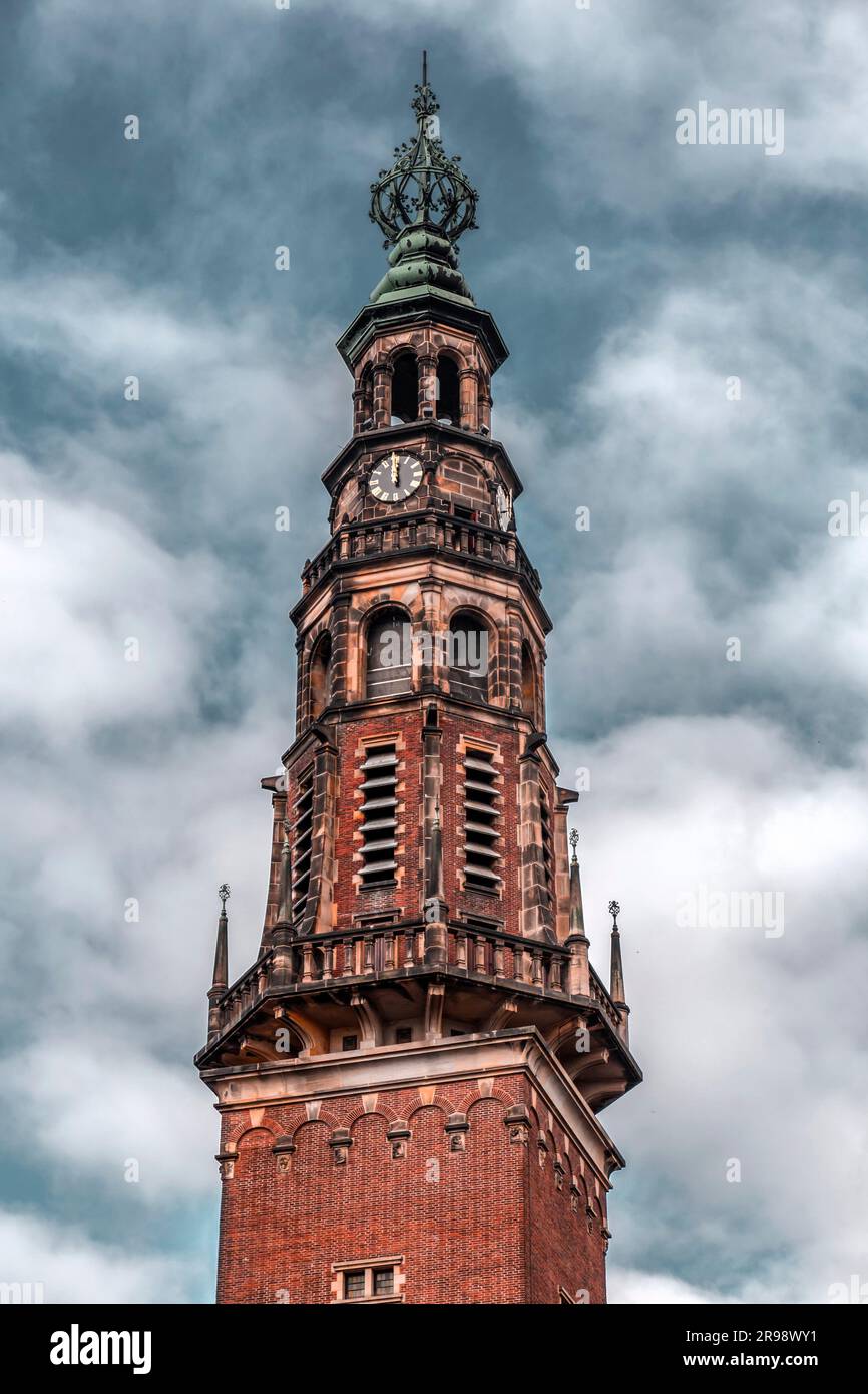 The tower of Leiden City Hall, built in renaissance style by Cornelis ...