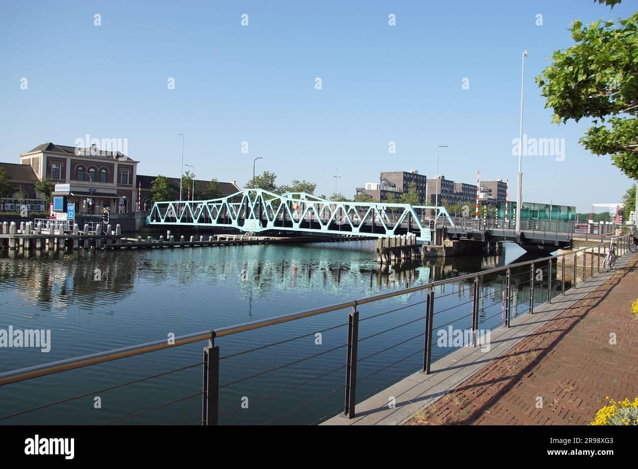 Monumental 70 year old Stationsbrug (Station Bridge). A steel swing ...