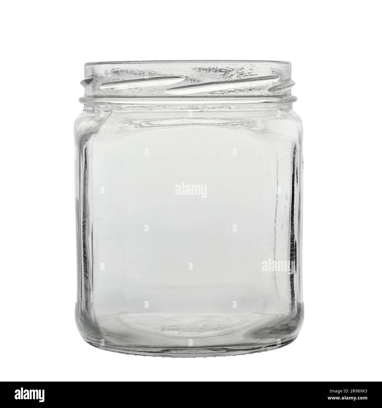 Transparent empty jar without lid for preservation. Isolated on a white ...