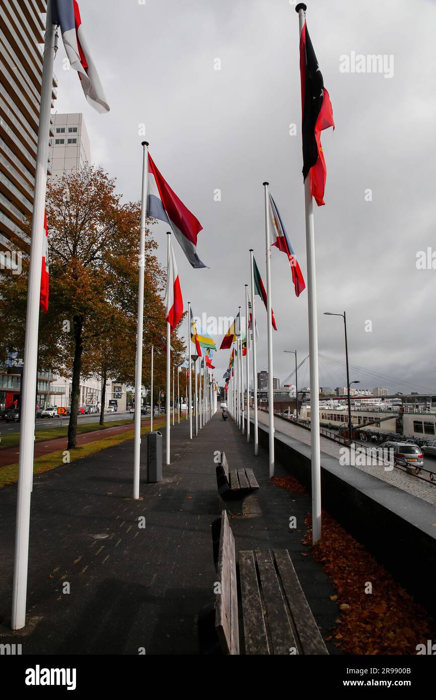Rotterdam, NL - OCT 8, 2021: The flag parade is an outdoor museum that ...