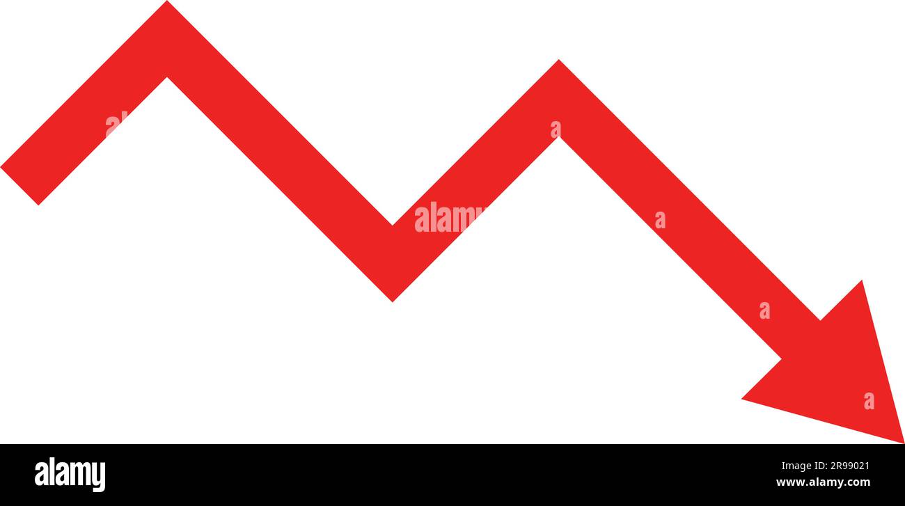 vector illustration of a red arrow trending down Stock Vector Image ...