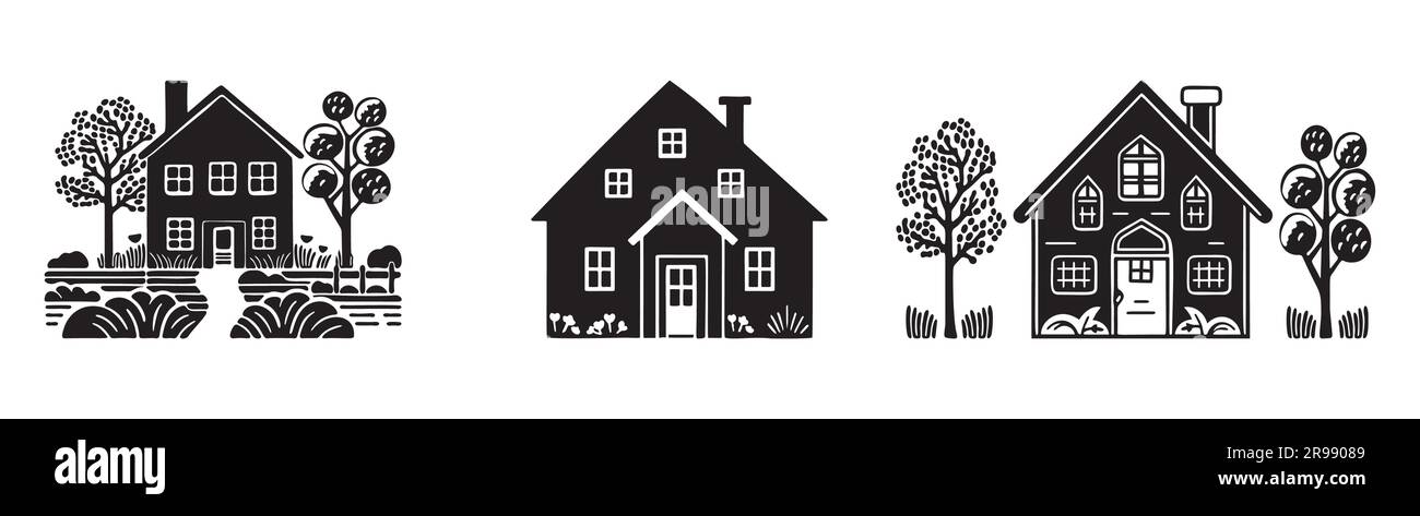 Set of rustic cottage motif in homestead vintage style. Vector ...