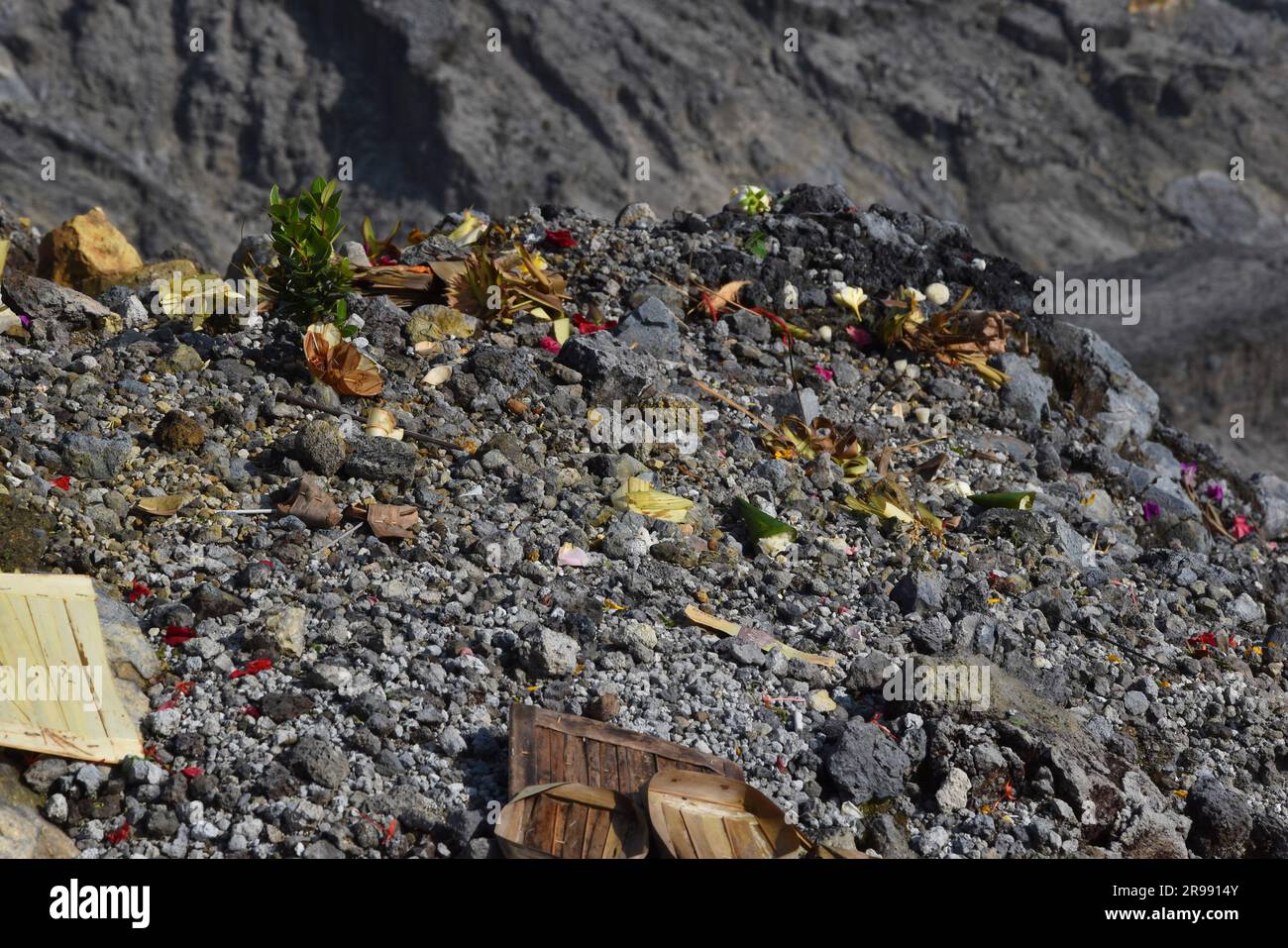 Bandung Regency, West Java, Indonesia. June 25, 2023. Offerings thrown ...