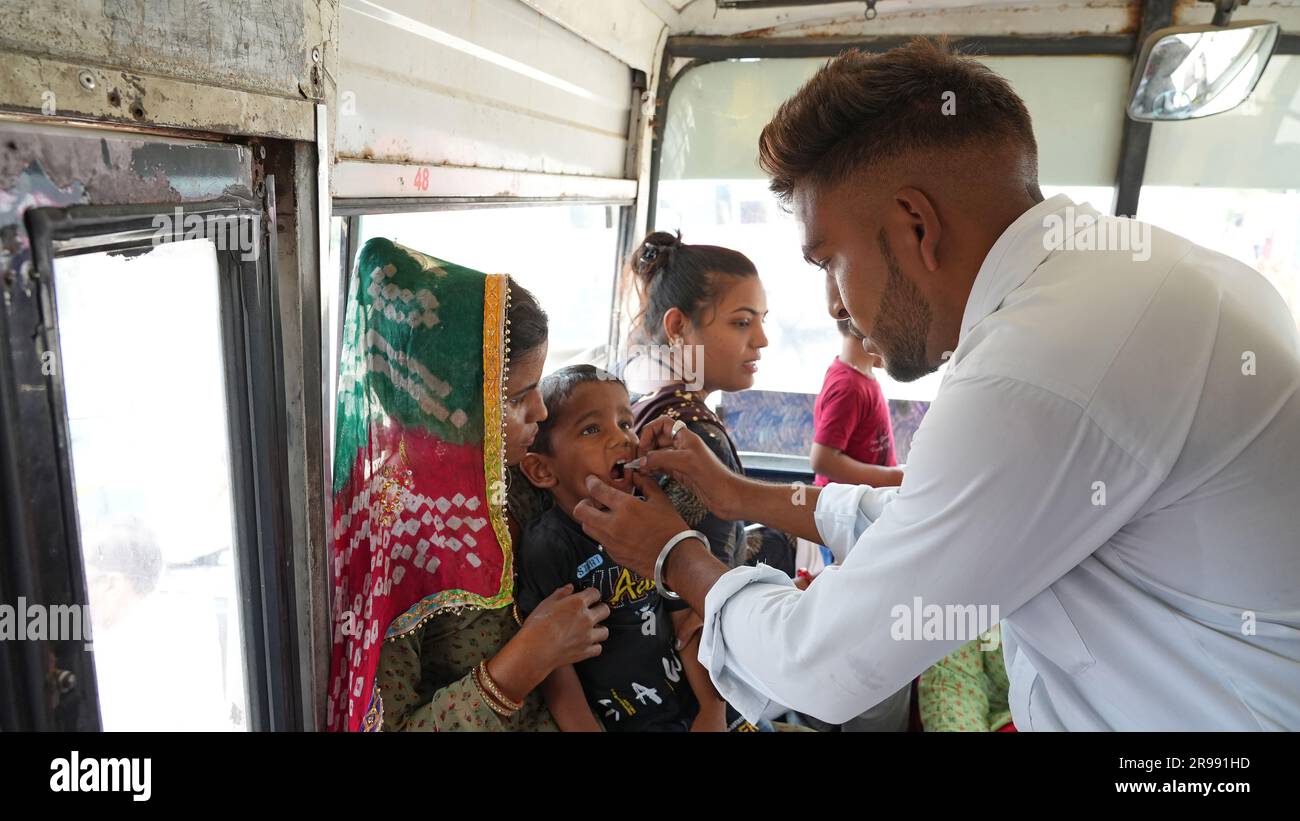 Beawar, Rajasthan, India, June 25, 2023: Health worker administers a ...