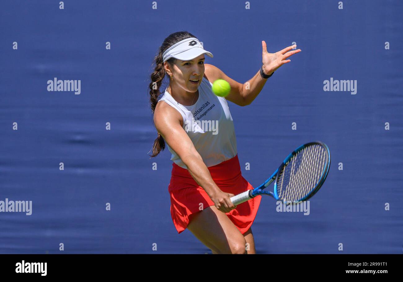 Camila Osorio (COL) playing in a first round qualifying match on day 1 ...
