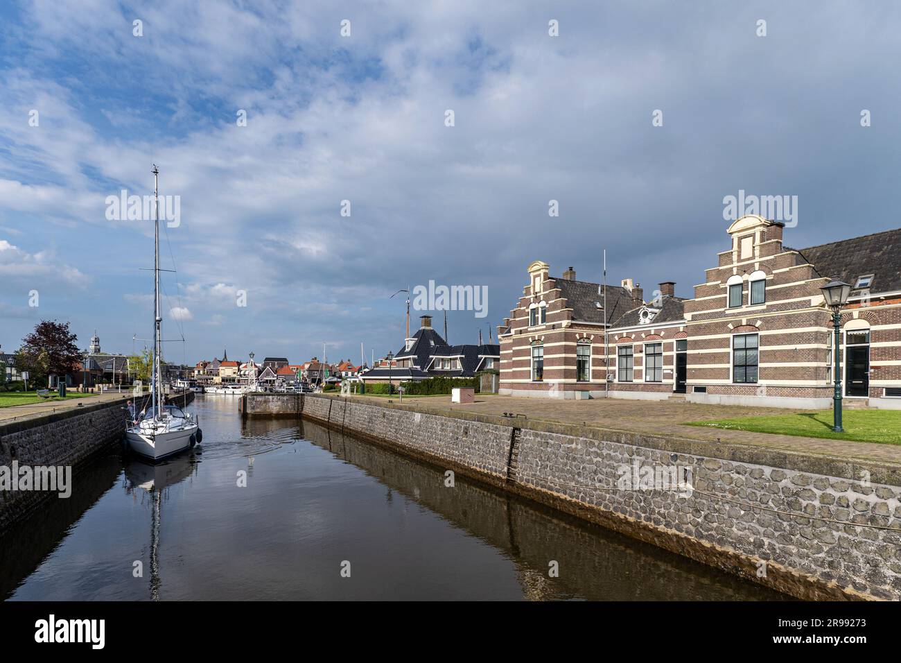 historic Lemstersluis, a drop lock in Lemmer, Netherlands Stock Photo ...
