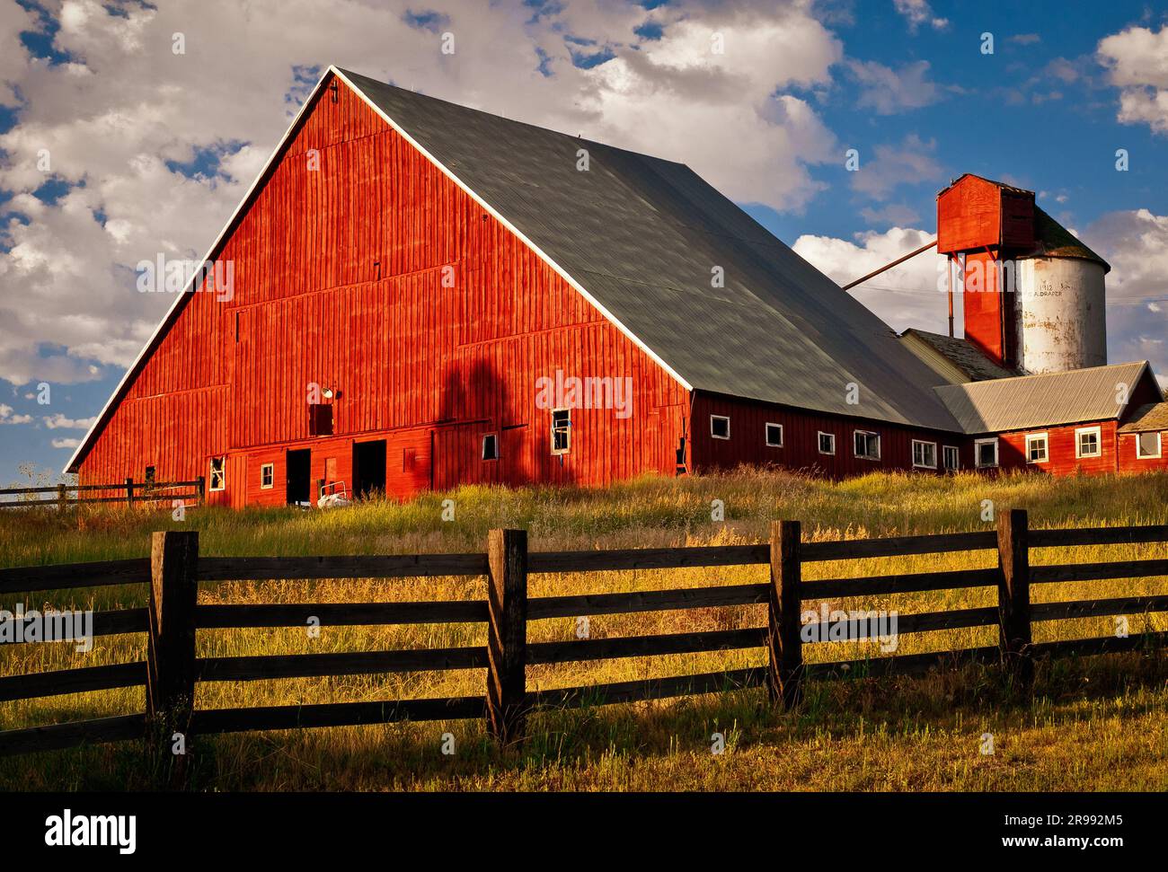 Old red barn (built 1878) with silo (added 1912), Whitman County ...