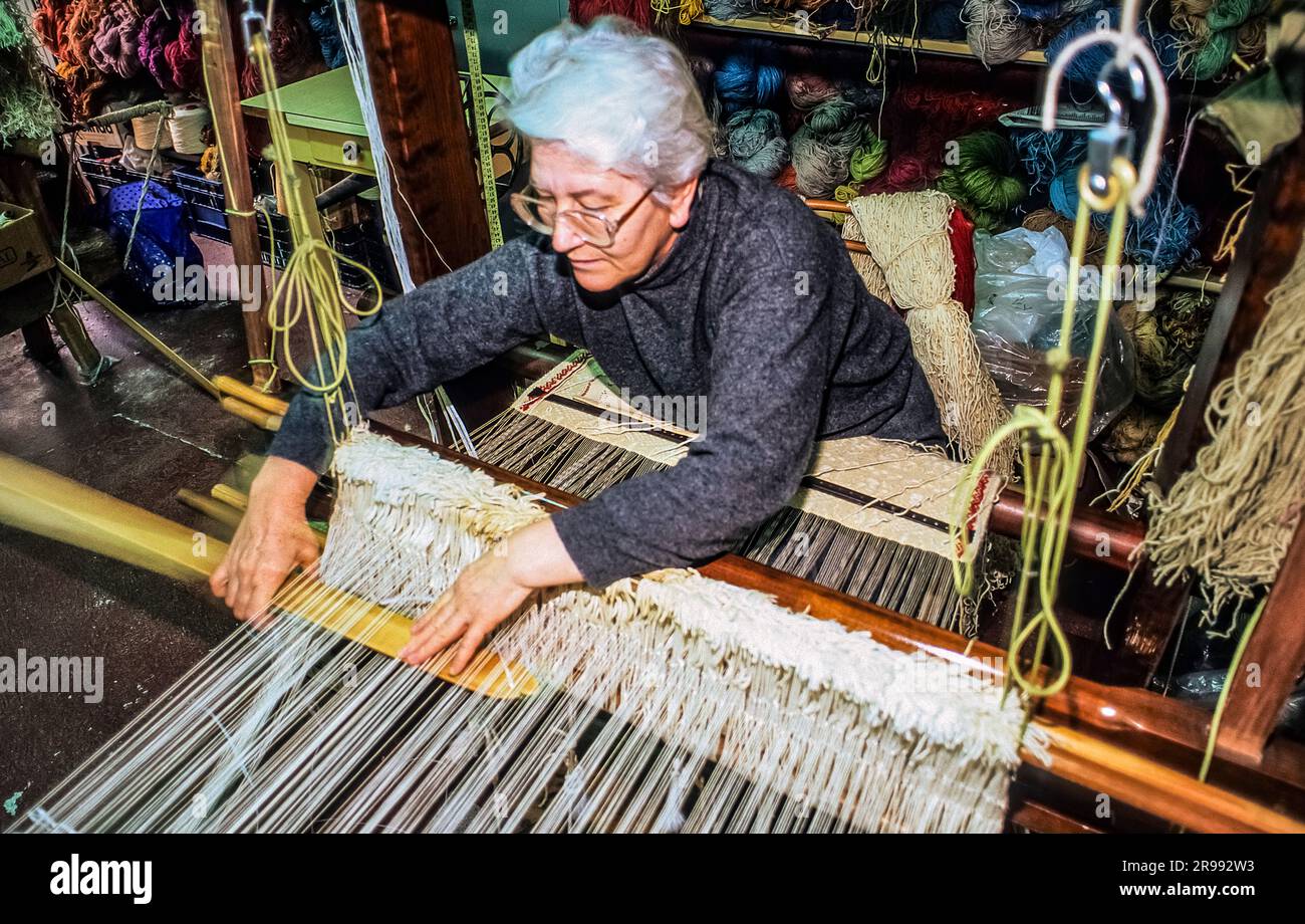 Italy Sardinia Silì ( Oristano ) - handicraft of carpets Stock Photo ...
