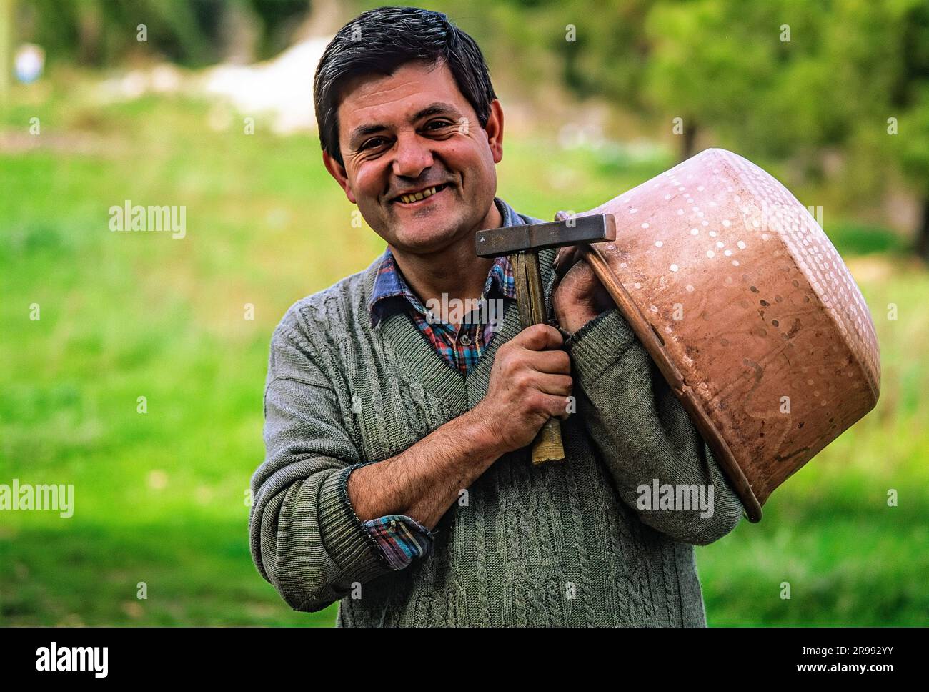 Italy Sardinia Isili - The Master of Copper Luigi Pitzalis Stock Photo ...
