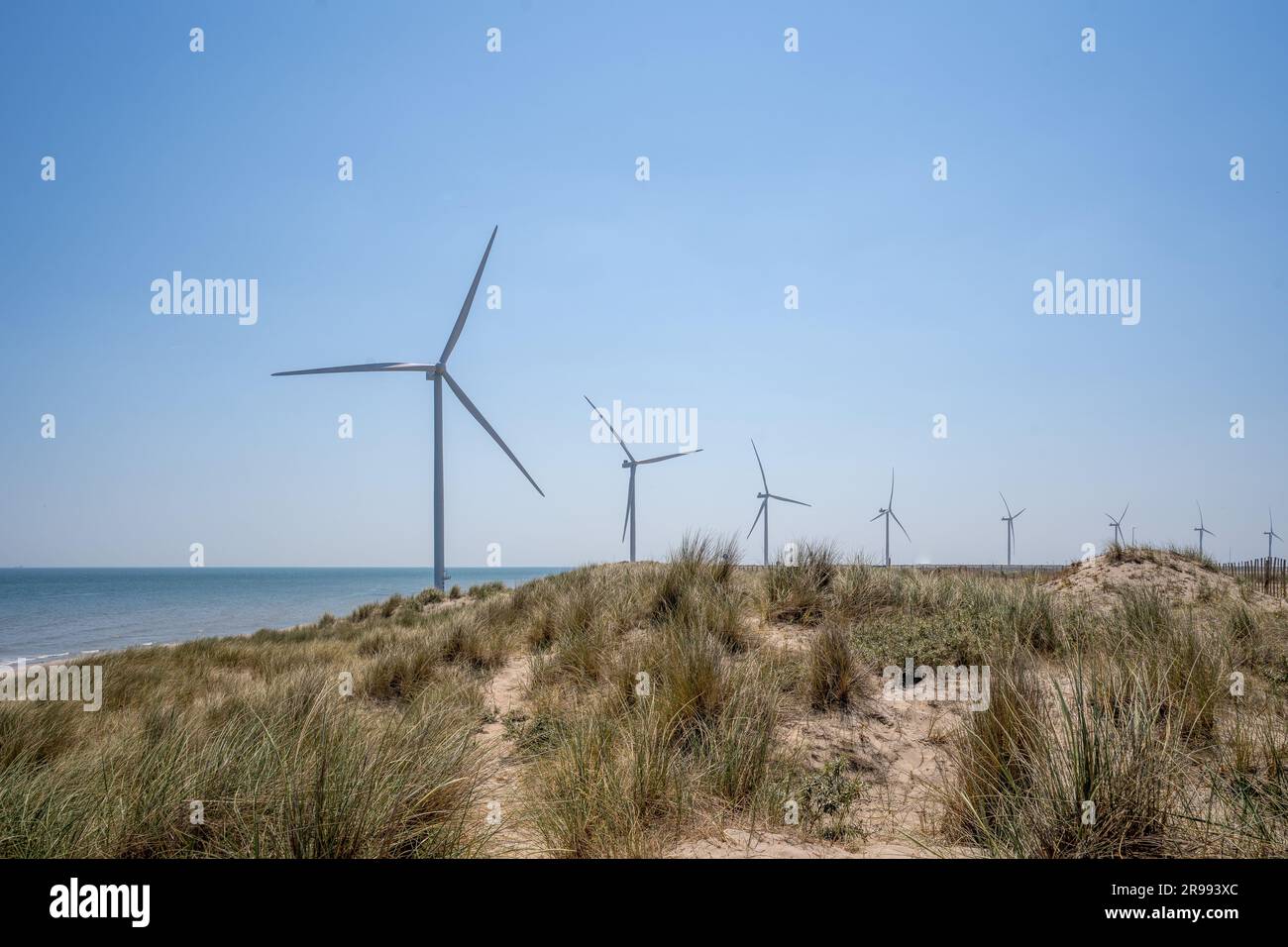 Wind turbines on the beach Stock Photo - Alamy