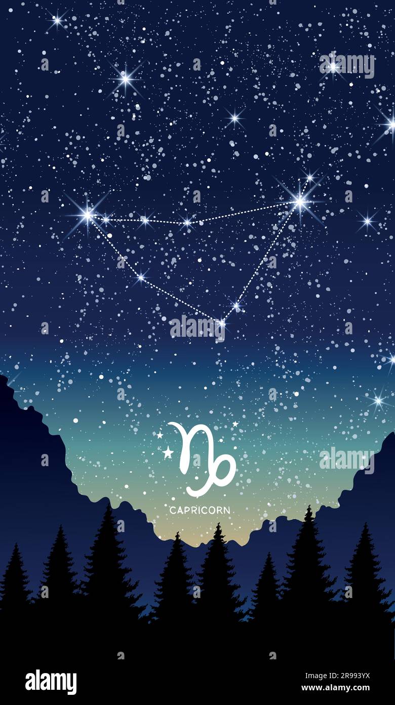 Capricorn zodiac sign in the night sky, horoscope constellations ...