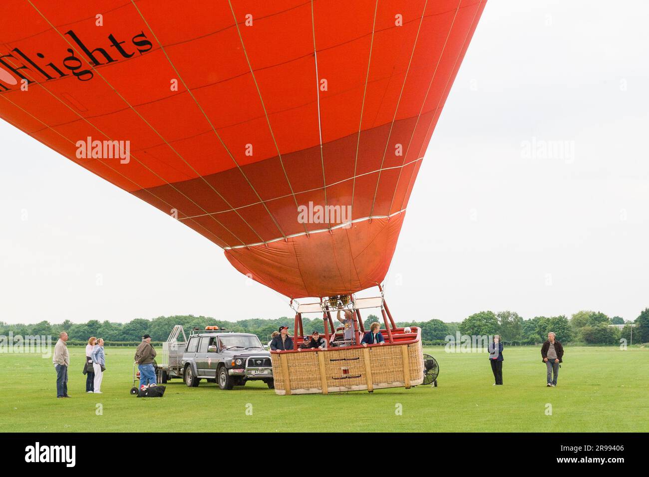 A Virgin Hot Air Balloon at Sywell aerodrome giving a pleasure flight Stock Photo - Alamy