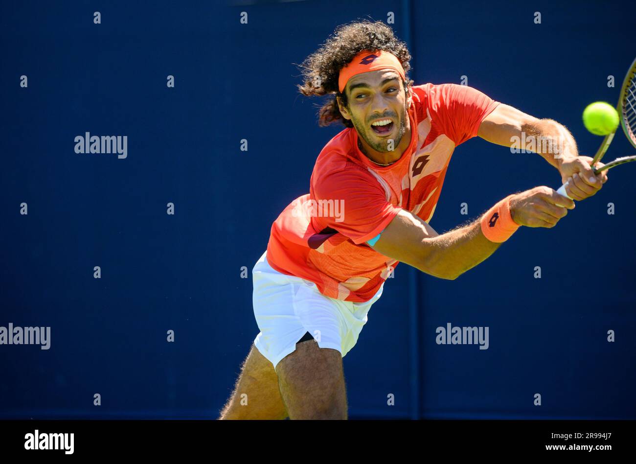 Skander Mansouri (TUN) playing in his first round qualifying match on ...