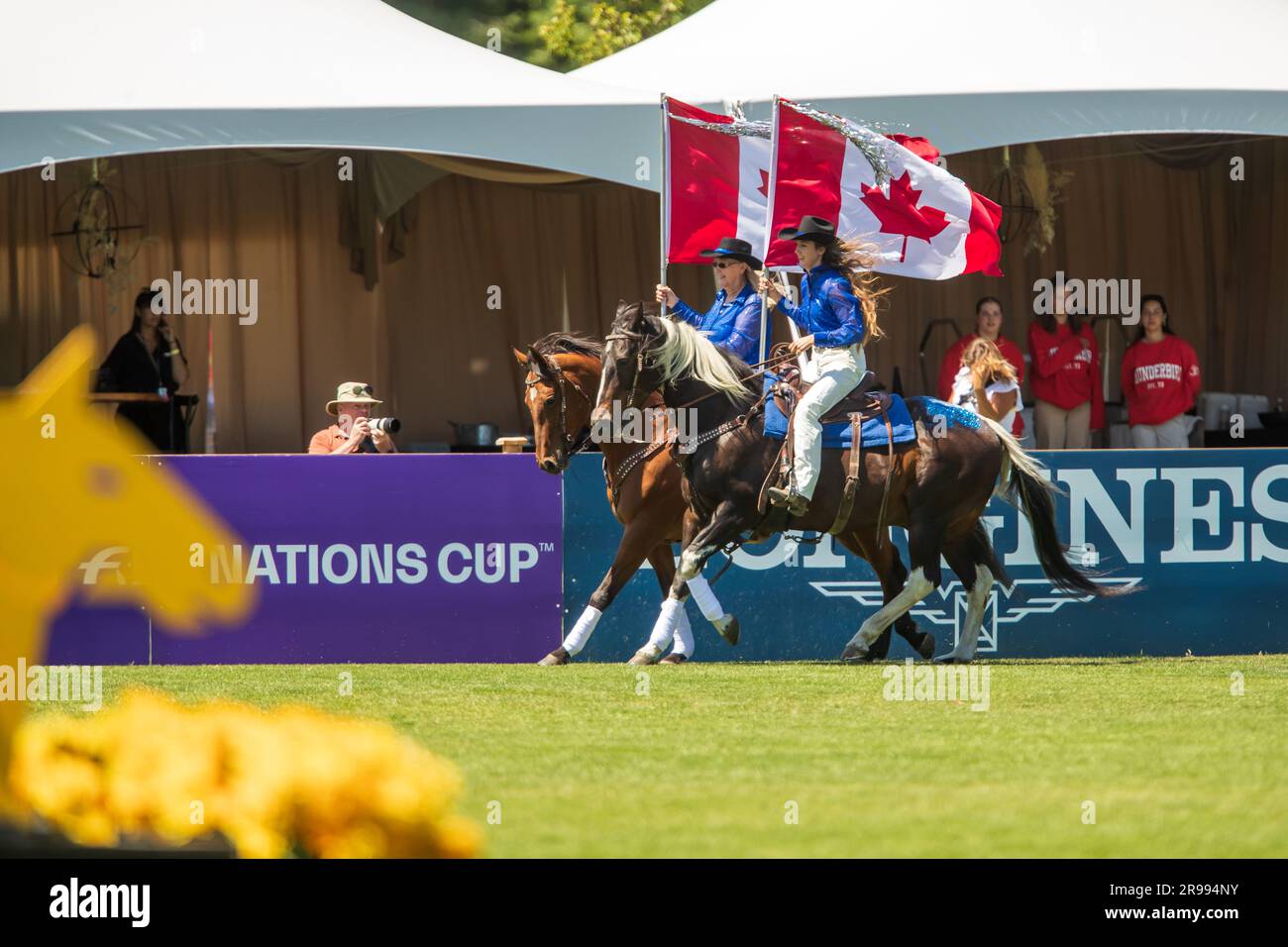 The Canadian flag is paraded at the start of the FEI Nations Cup at ...