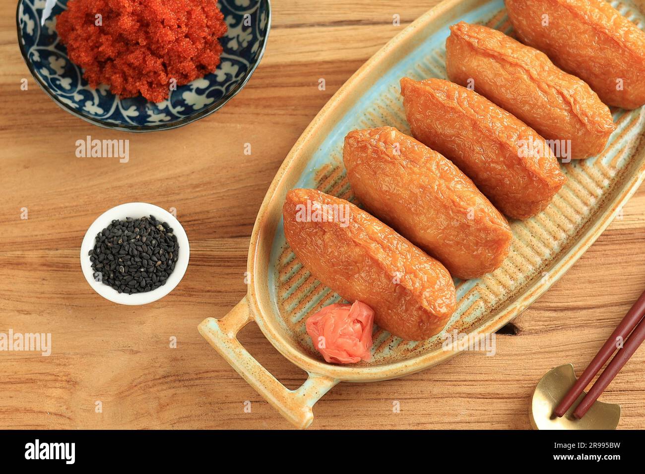 Inari Sushi Pocket, Tofu Abura Age filled with Steamed Rice and Various ...