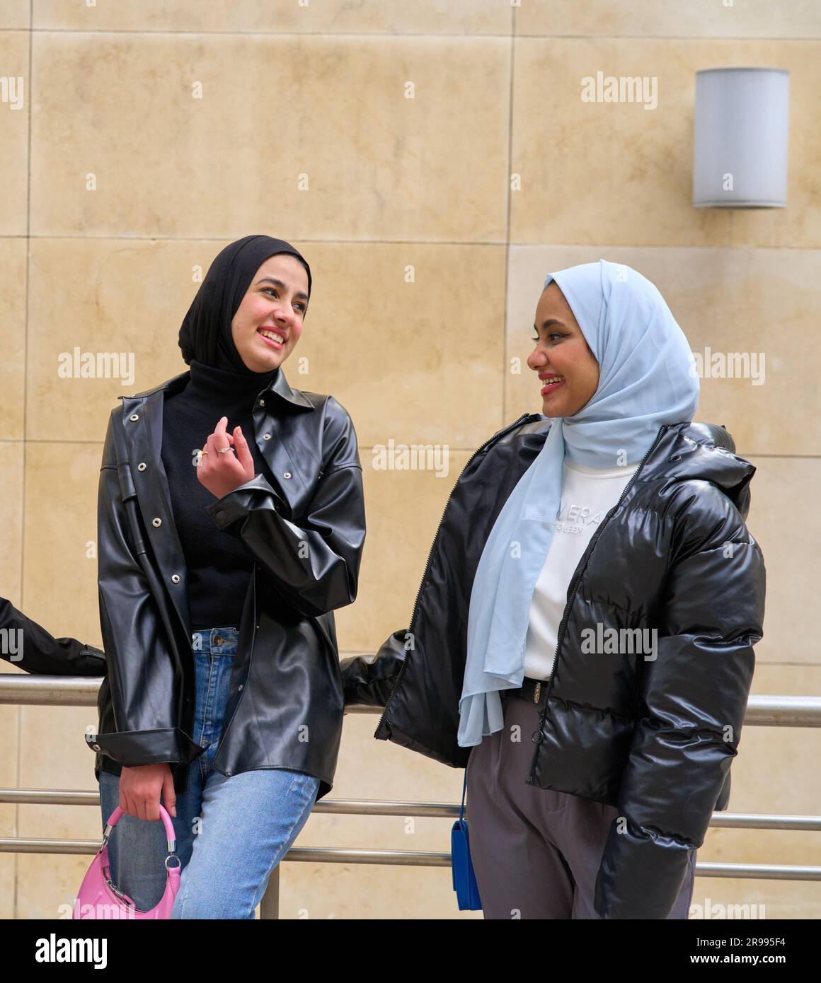 Young muslim friends hanging out together. Arab women with hijabs ...