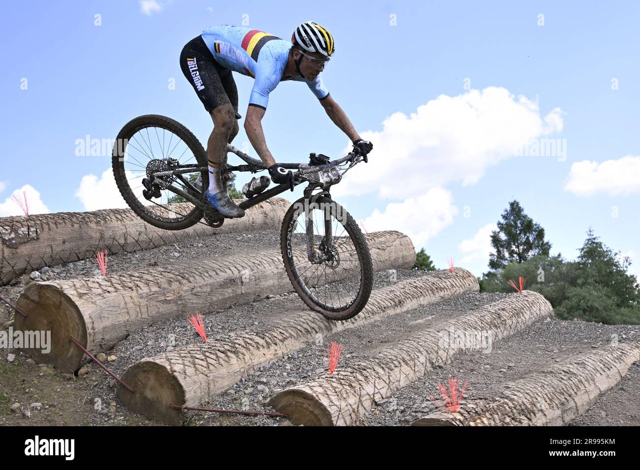 Krakow, Poland. 25th June, 2023. Mountain Biker Arne Janssens pictured in action during the men ...