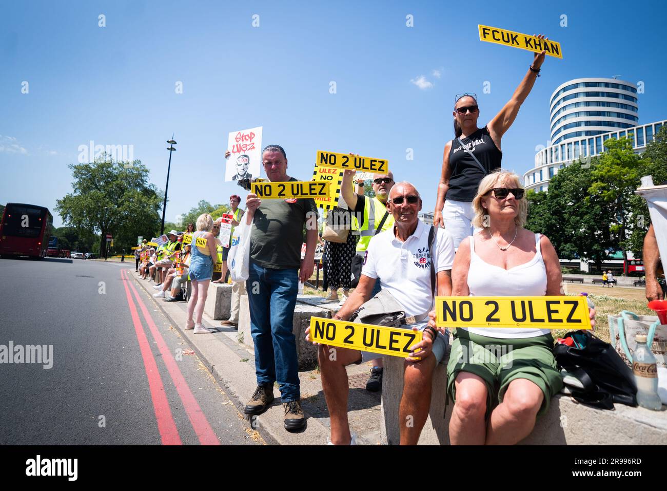 People protest against Ulez expansion at Marble Arch, London. Picture ...