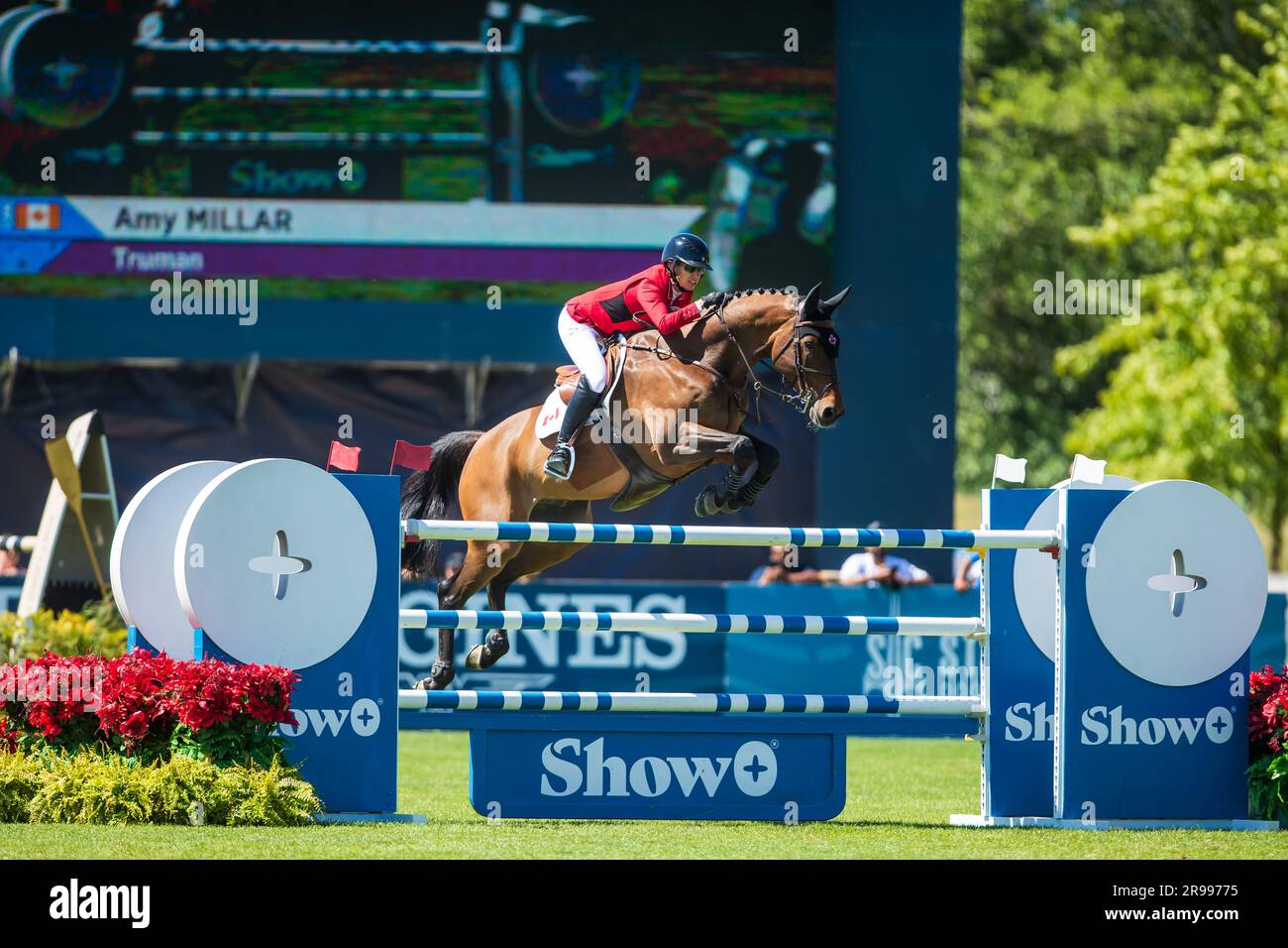 Amy Millar of Canada competes during the FEI Nations Cup in Langley, B ...