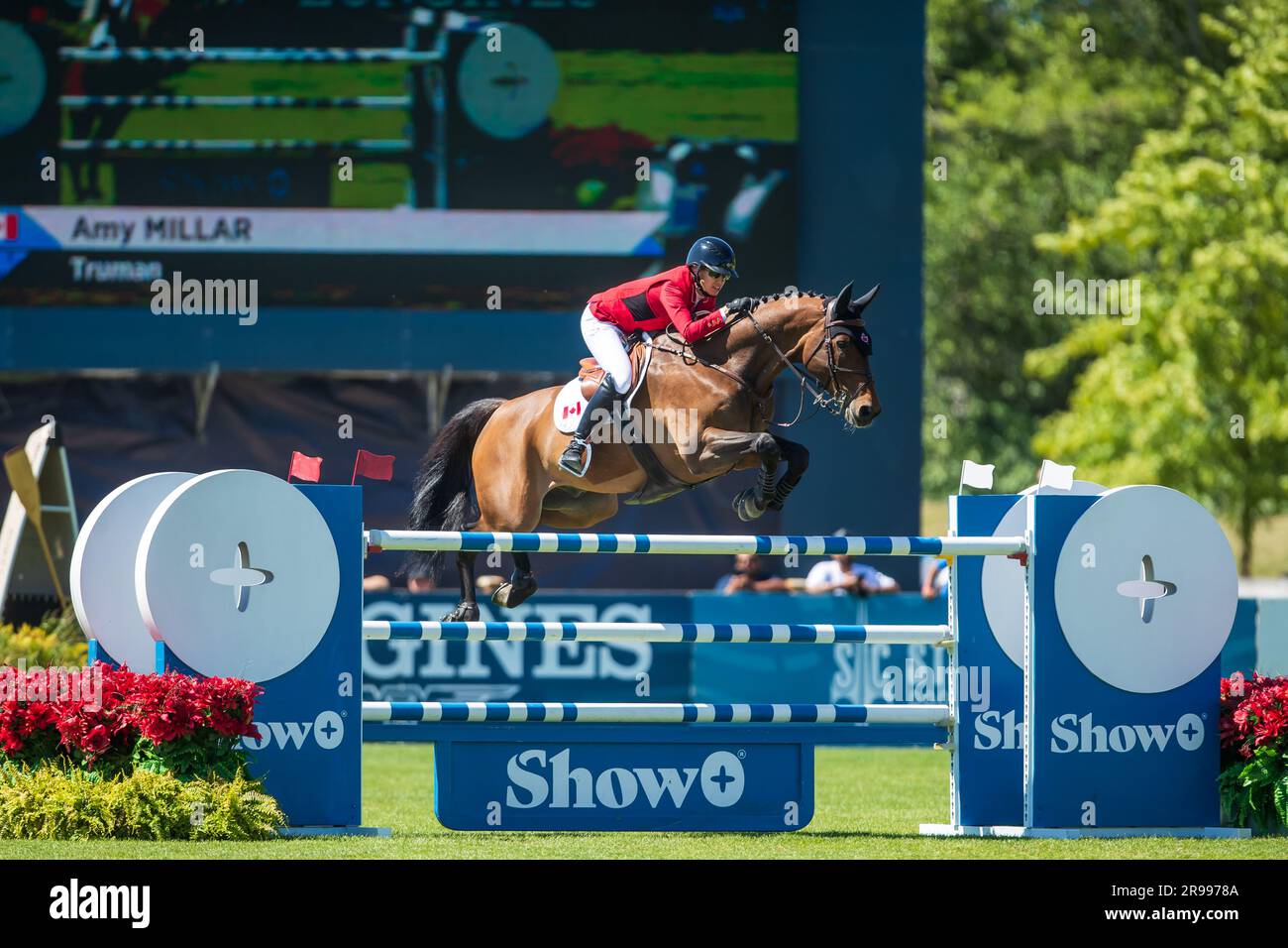 Amy Millar of Canada competes during the FEI Nations Cup in Langley, B ...