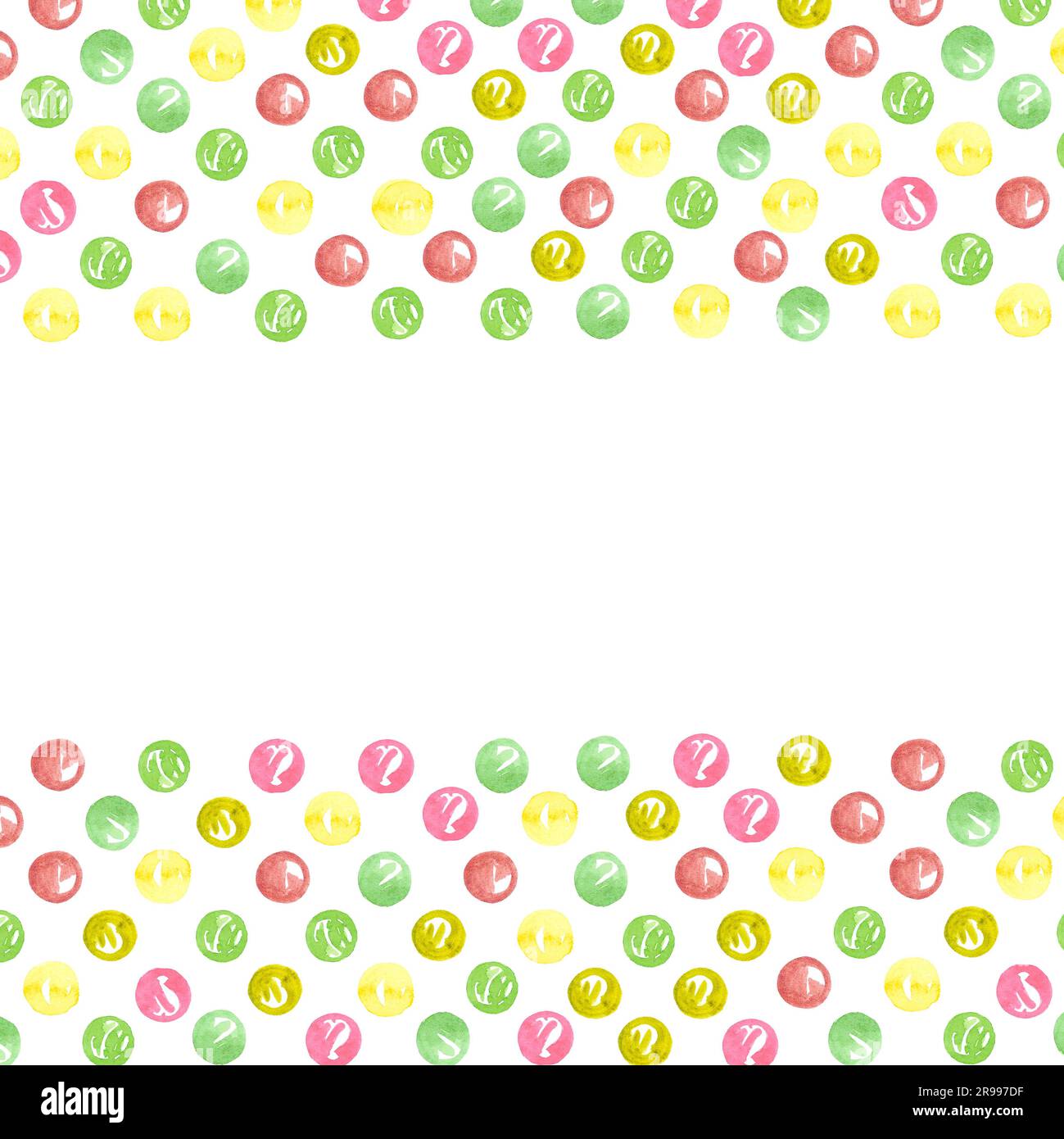 Hand drawn colorful watercolor beads frame. Isolated on white. Can be ...