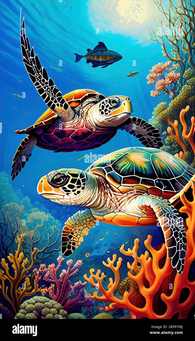 Turtle swimming underwater hi-res stock photography and images - Alamy